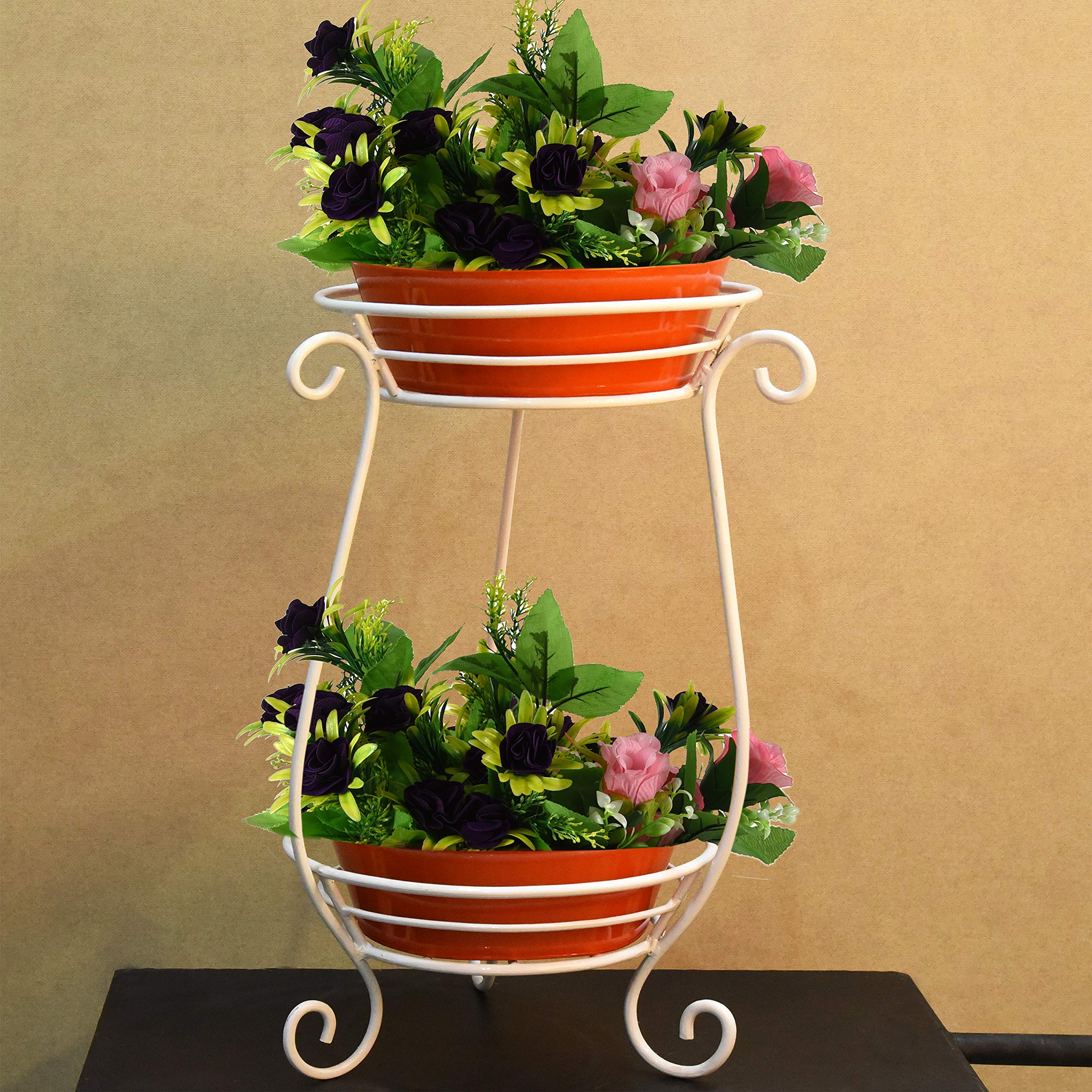 Hins Iron Metal Round 2 Tier Pot Stand With Set | Desertcart Bahamas