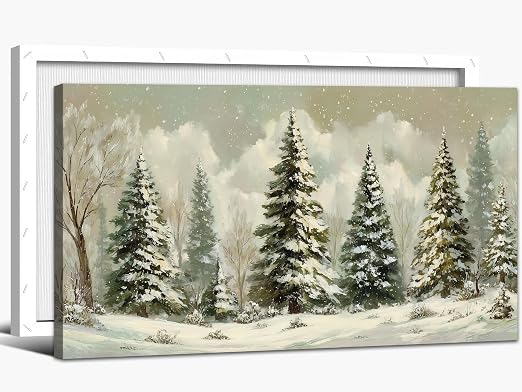 Amazon.com: GUTTATY Winter Canvas Wall Art, Snowy Evergreen Tree Canvas ...
