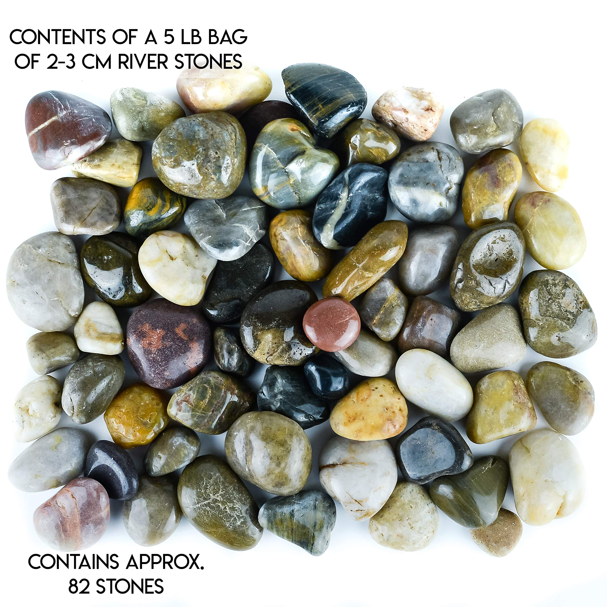 Snapklik.com : 5 Lbs Approx. 82 River Rocks Stones For Plants Pebbles ...