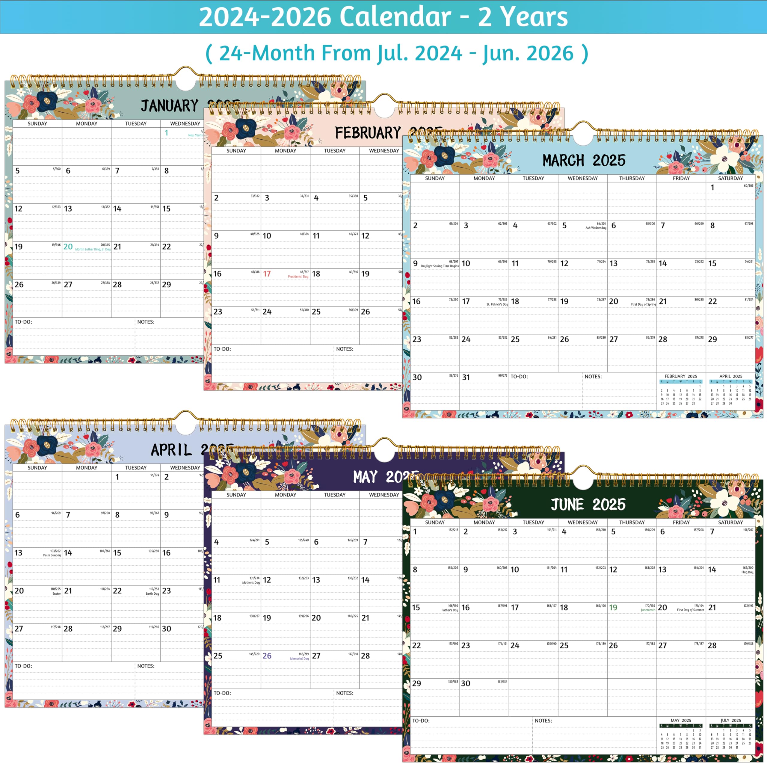 Snapklik.com : Wall Calendar 2024-2026 2 Year Calendar 2024-2026, Jul ...