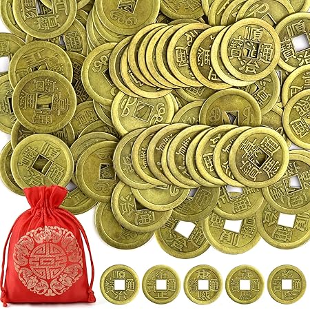 Amazon.com: Coopay 240 Pieces Chinese Fortune Coins Feng Shui I-Ching ...