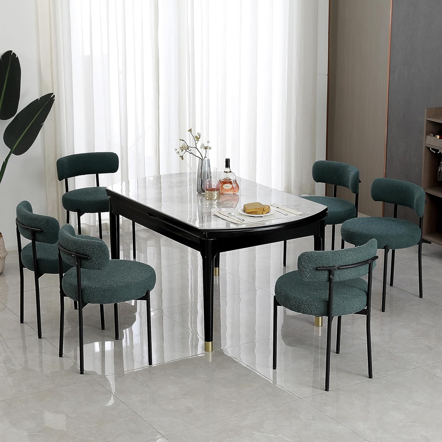 Amazon.com - DYHOME Green Dining Chairs Set of 6, Mid-Century Modern ...