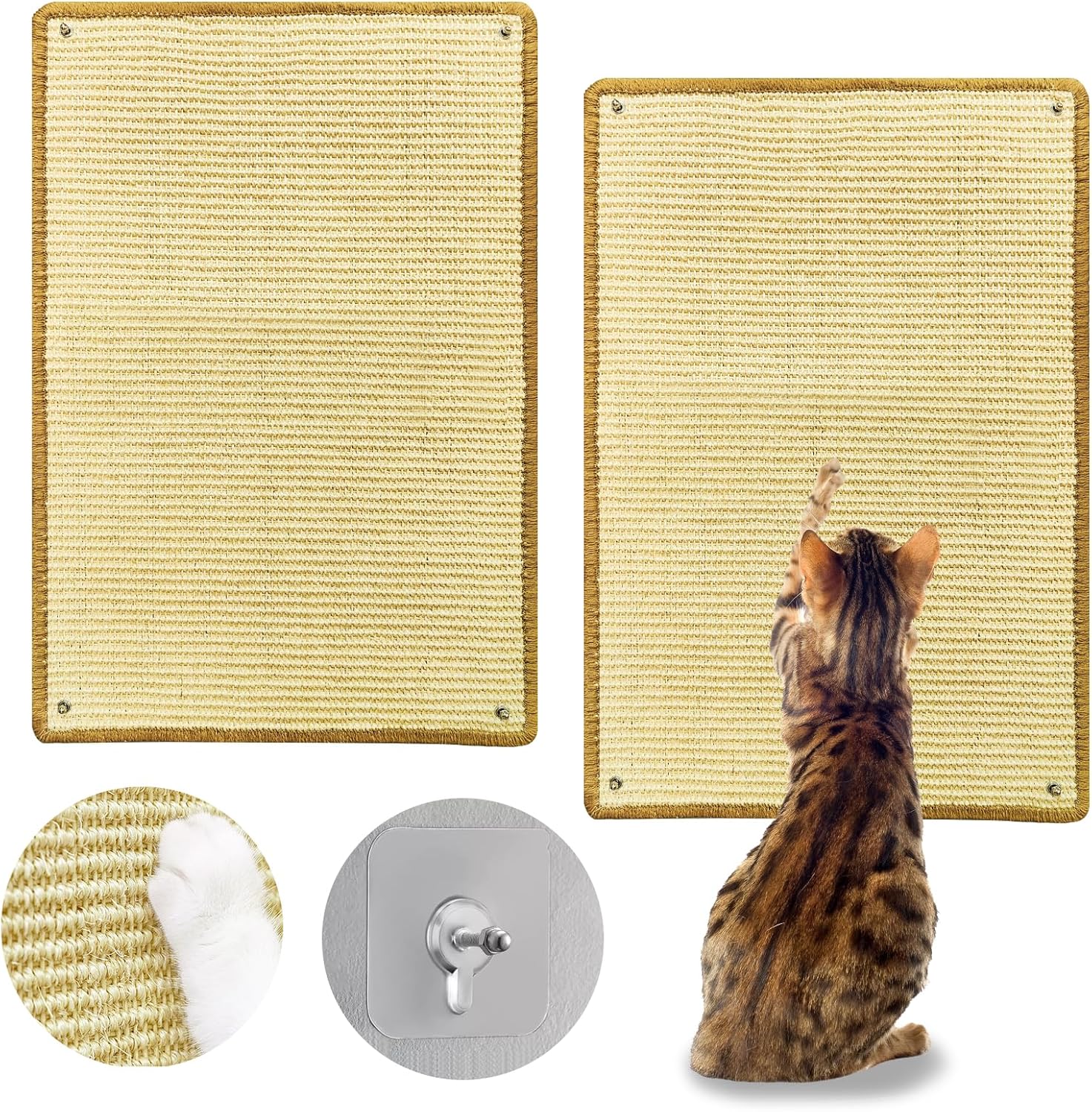 Amazon.com : Cat Scratcher Mat,2 PCS 23.6 X 15.7 Inch,Natural Sisal Cat ...
