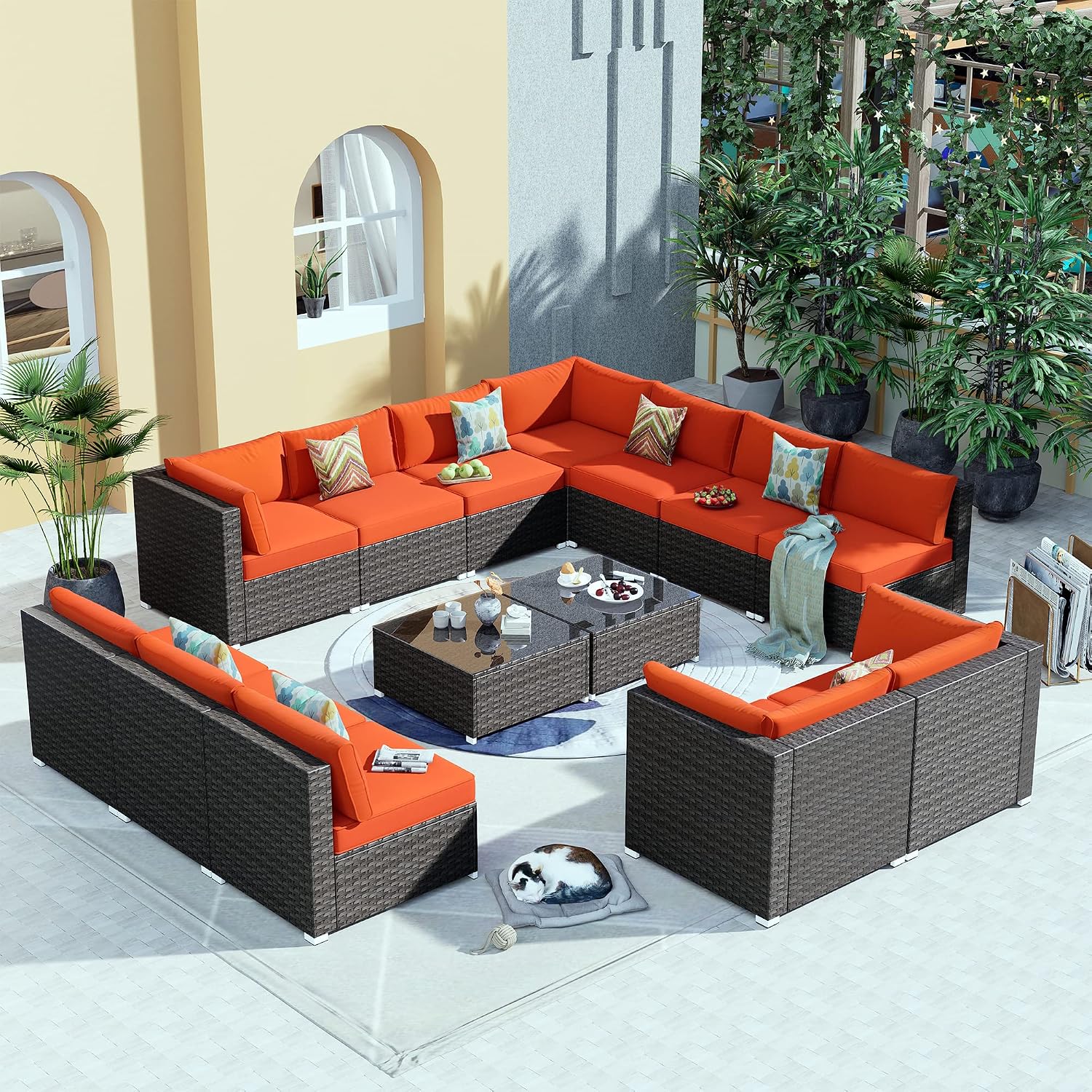 Amazon.com : XIZZI Outdoor Furniture Set Patio Sectional Sofa 14 PCS ...