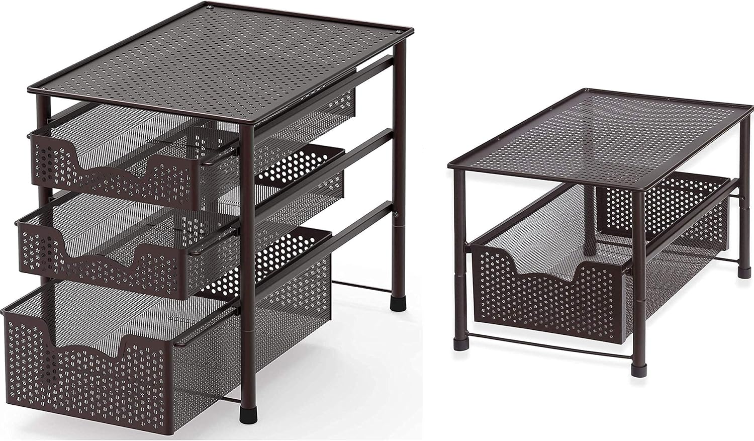 Amazon.com - Simple Houseware Stackable 3 Tier Sliding Basket + Single ...