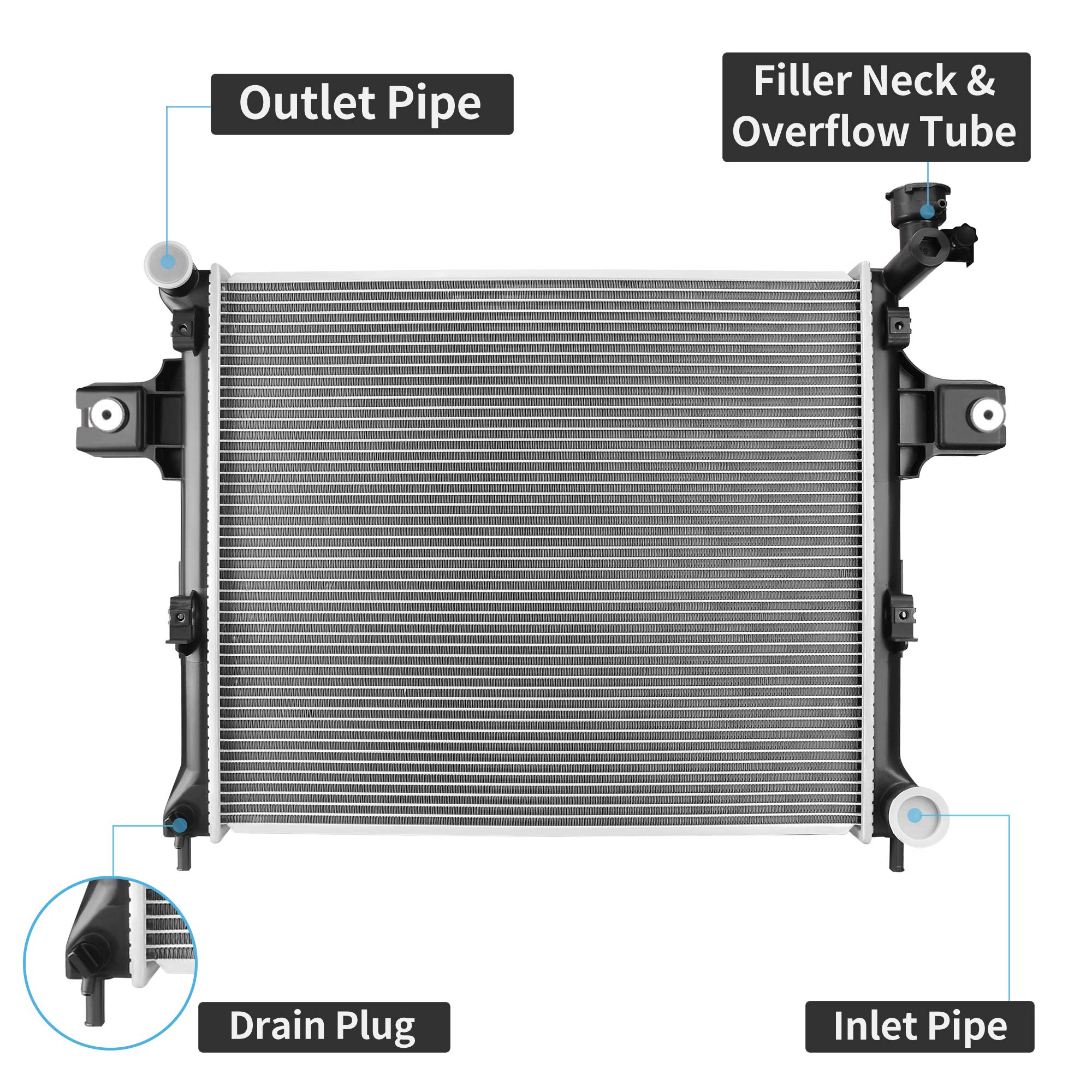 AUTOSAVER88 Radiator Compatible with 2006-2010 Jeep Commander, for 2005 ...