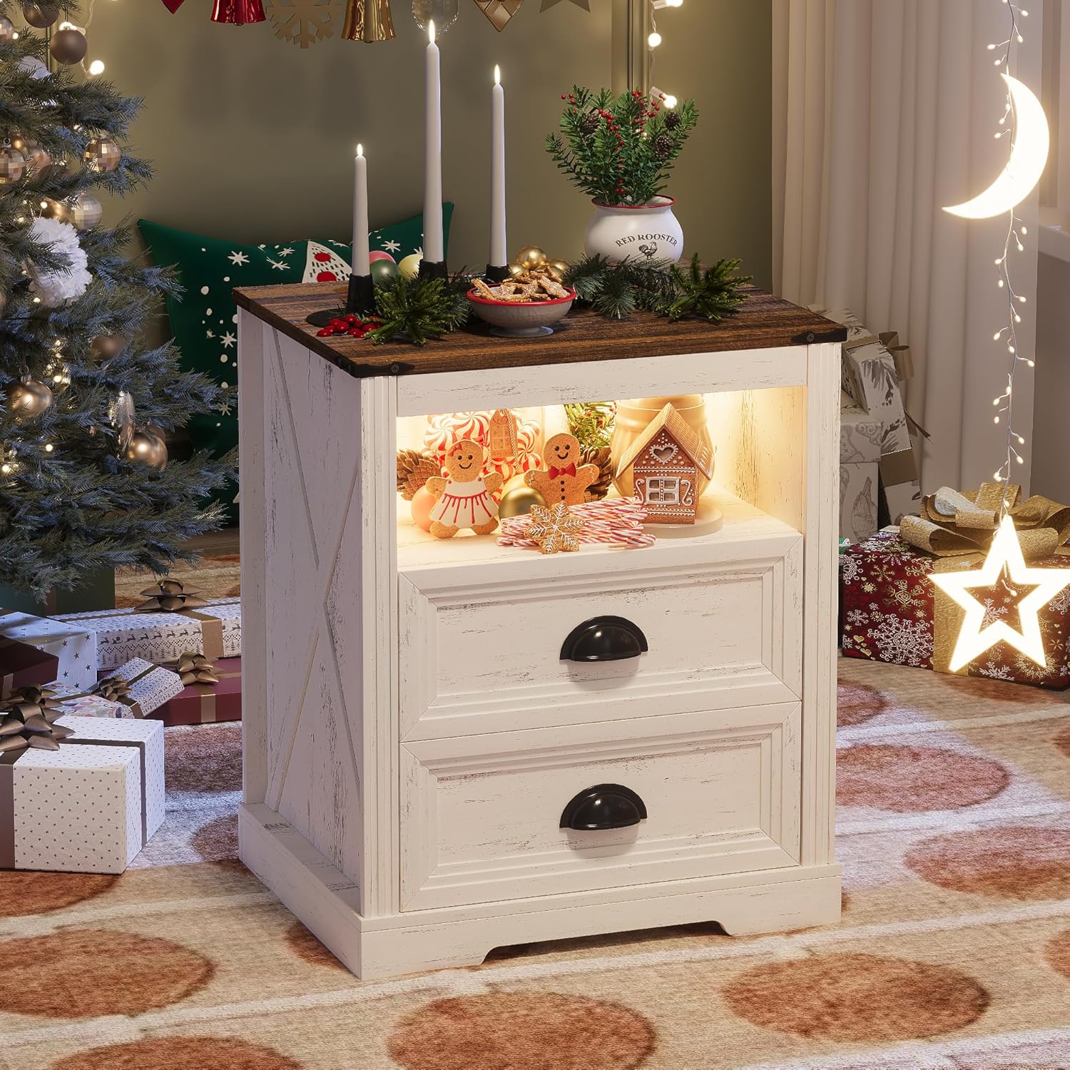 Amazon.com: FONTOI Farmhouse Nightstand, End Table with Drawers ...