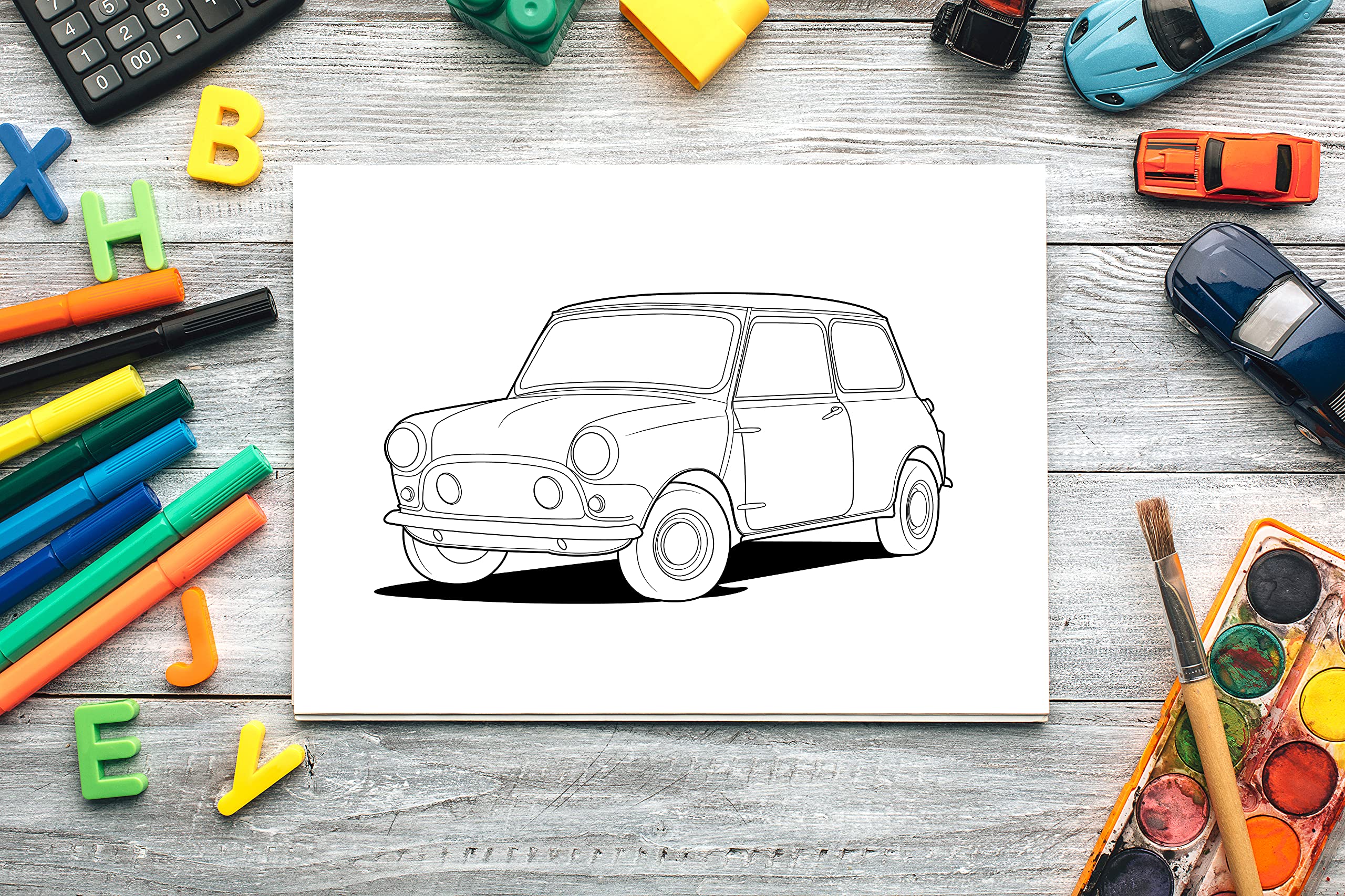 Mini Cars Coloring Book - Car Lovers Coloring Studio: Coloring Books ...