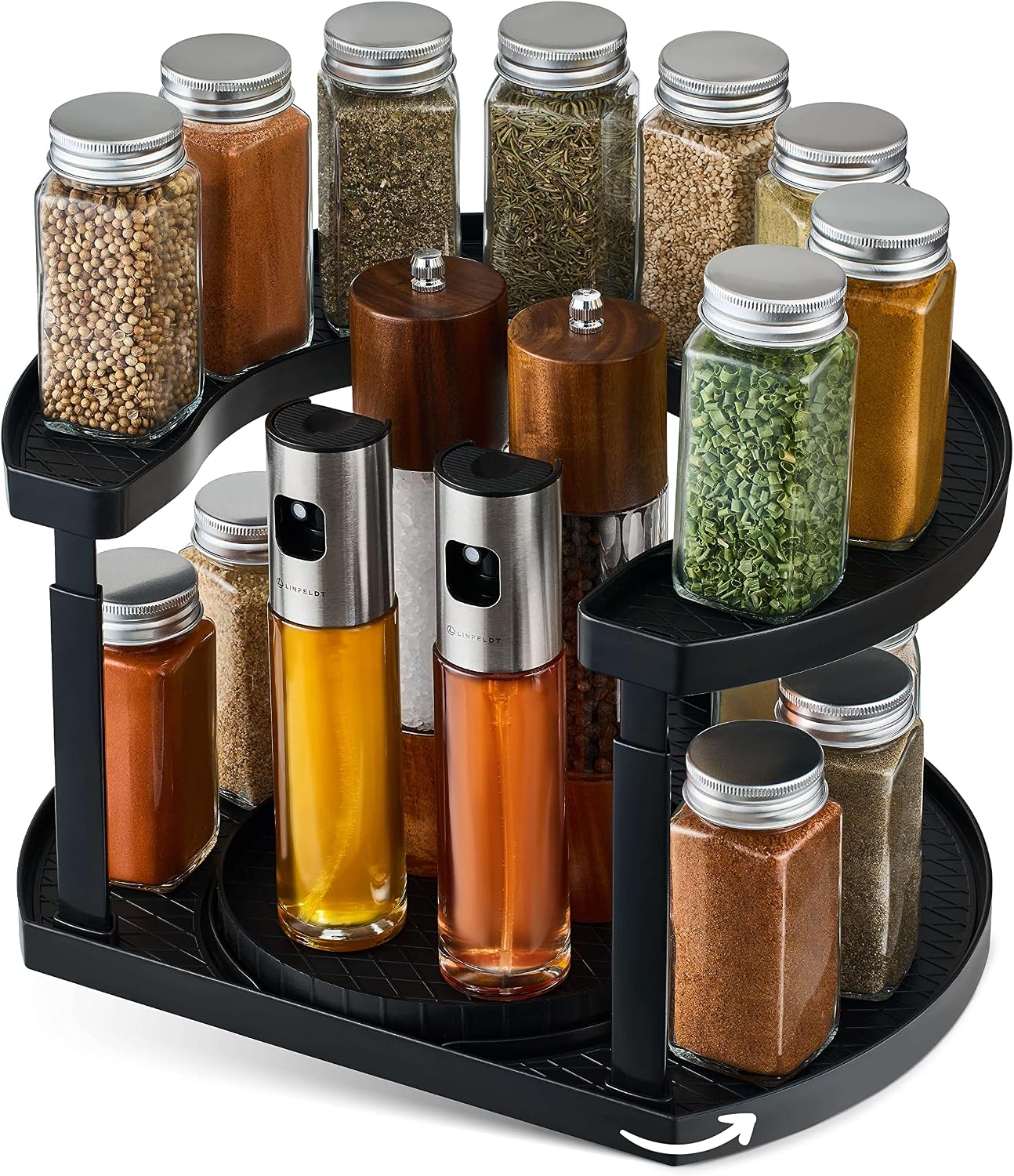 LINFELDT® Drehbares Gewürzregal Stehend - TOP 360° DREHTELLER ORGANIZER ...
