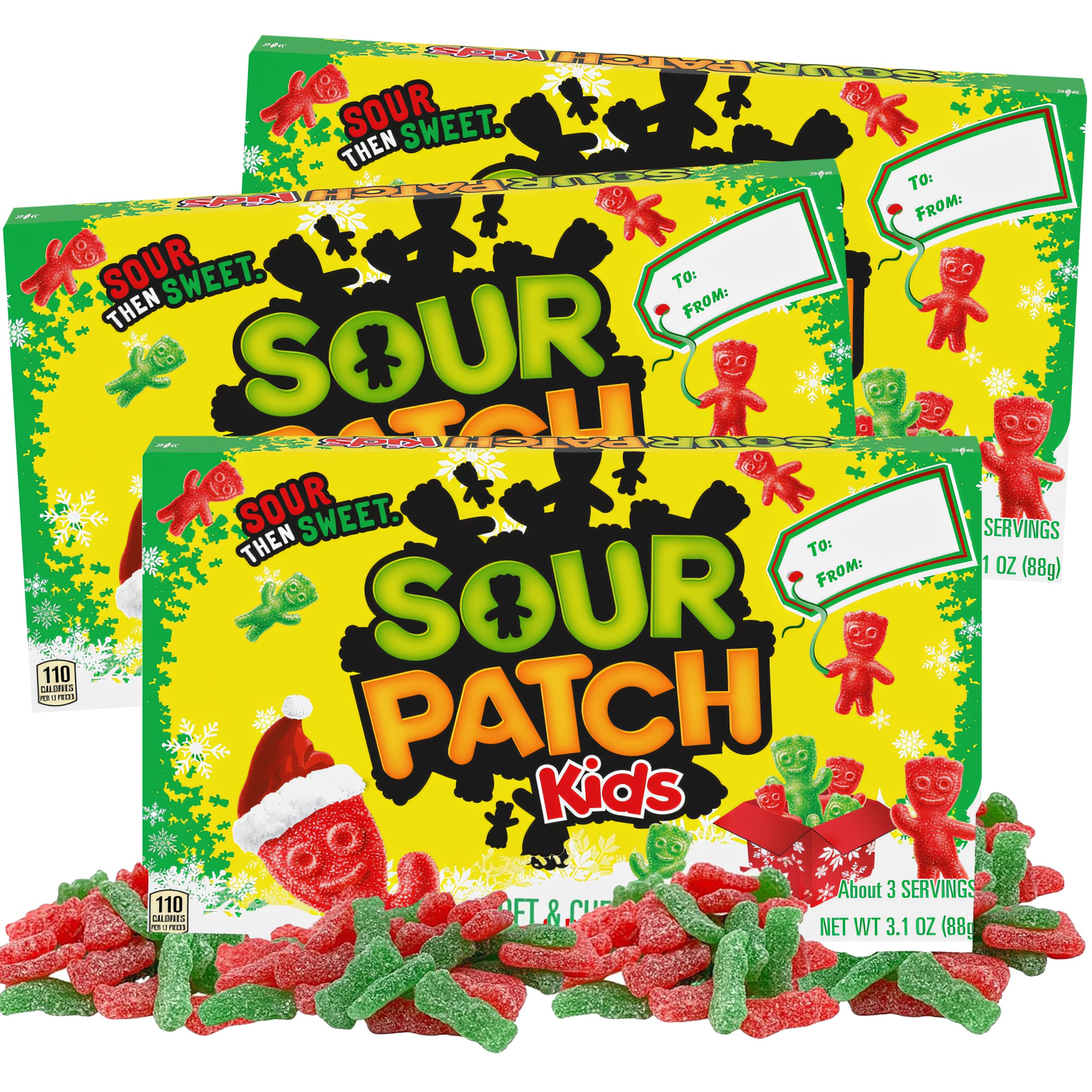 Amazon.com : Christmas Candy, 3 Pack, Red and Green SourPatchSoft and ...