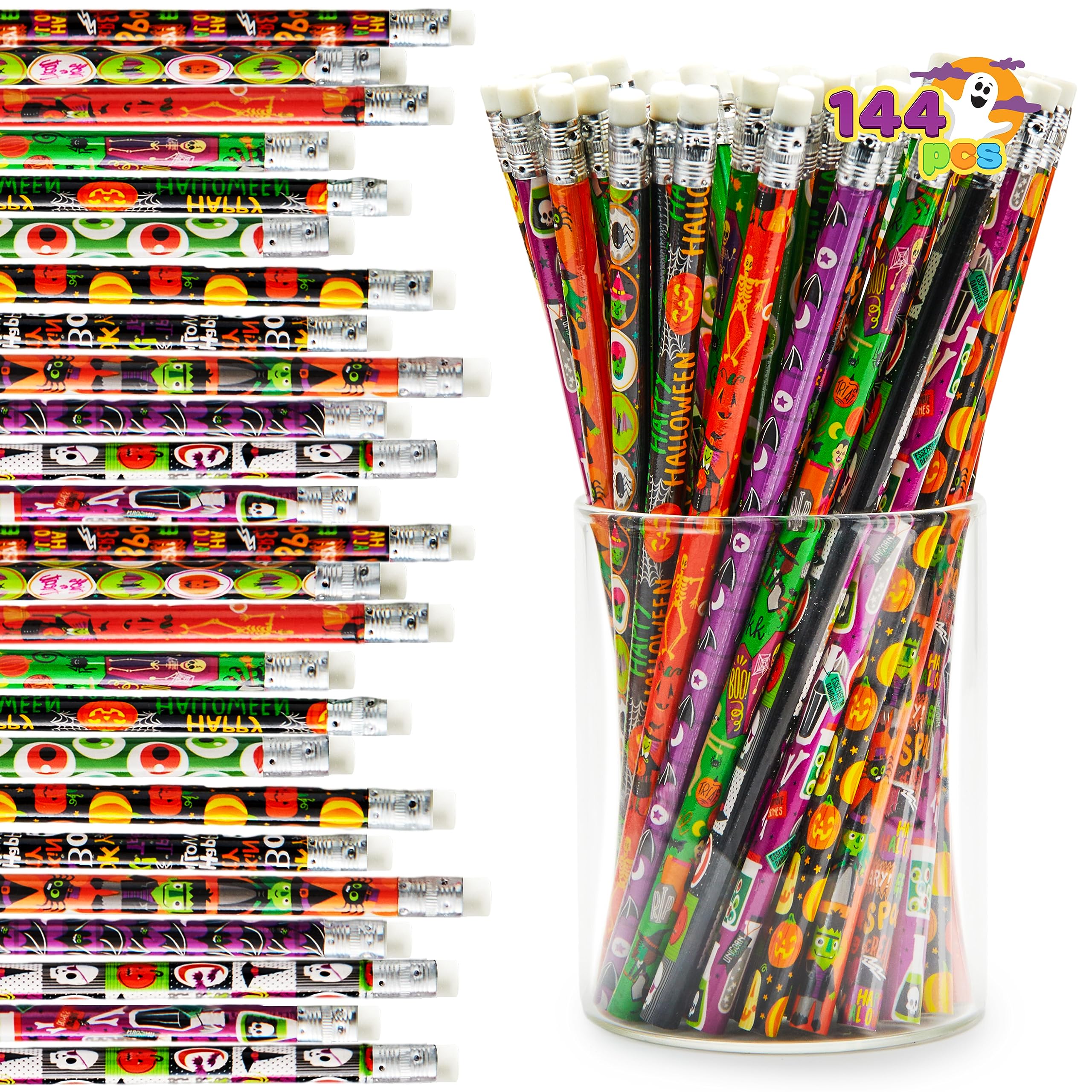 Amazon.com: JOYIN 144 Pack Halloween Pencils with Eraser, 12 Design ...