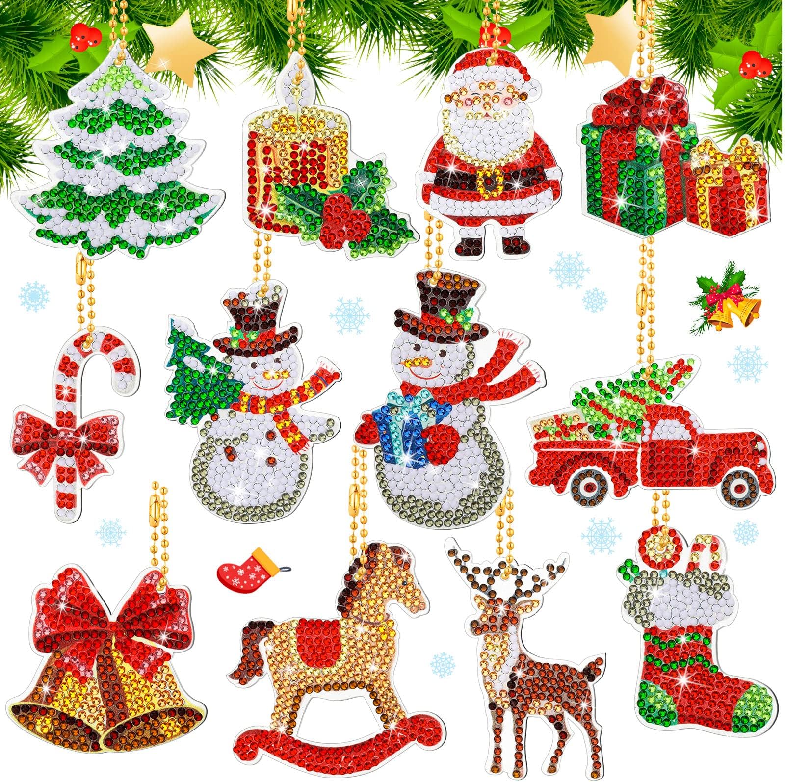 Amazon.com: Christmas Diamond Painting Art Kits,Christmas DIY Diamond ...