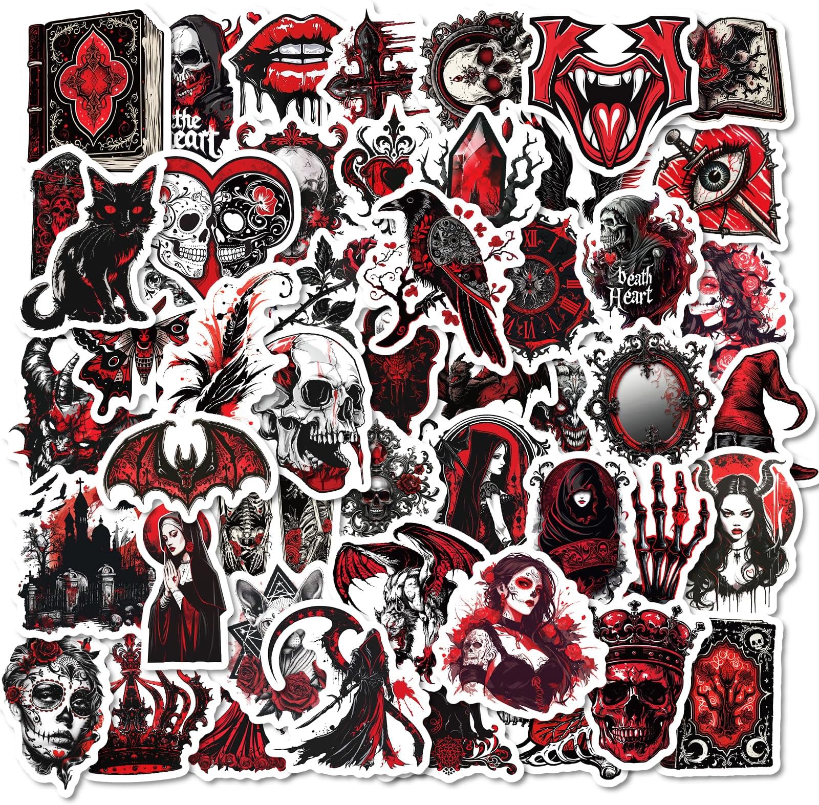 Amazon.com: Halloween Skull and Gothic Designs Black and White Sticker ...