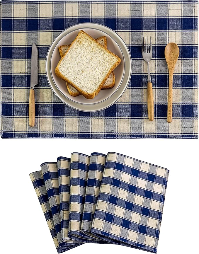 Amazon.com: Home Brilliant Farmhouse Placemats Set of 6 Machine ...