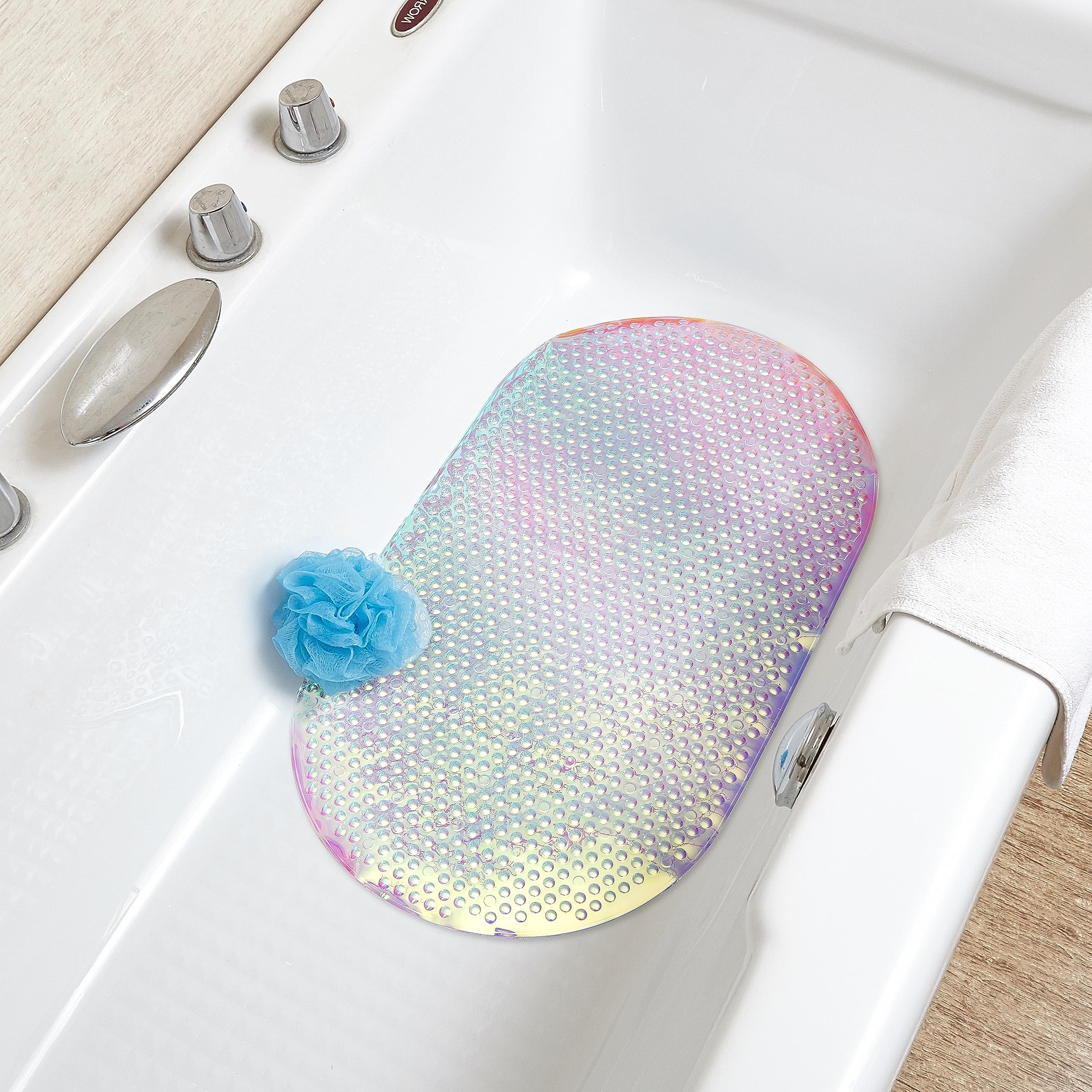Amazon.com: Pure Bath Holographic 15"x27" Non-Slip Bath Tub Mat with ...