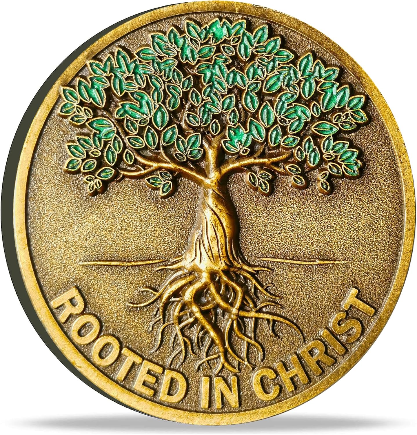 Amazon.com: Rooted in Christ Challenge Coin Antique Gold Color ...