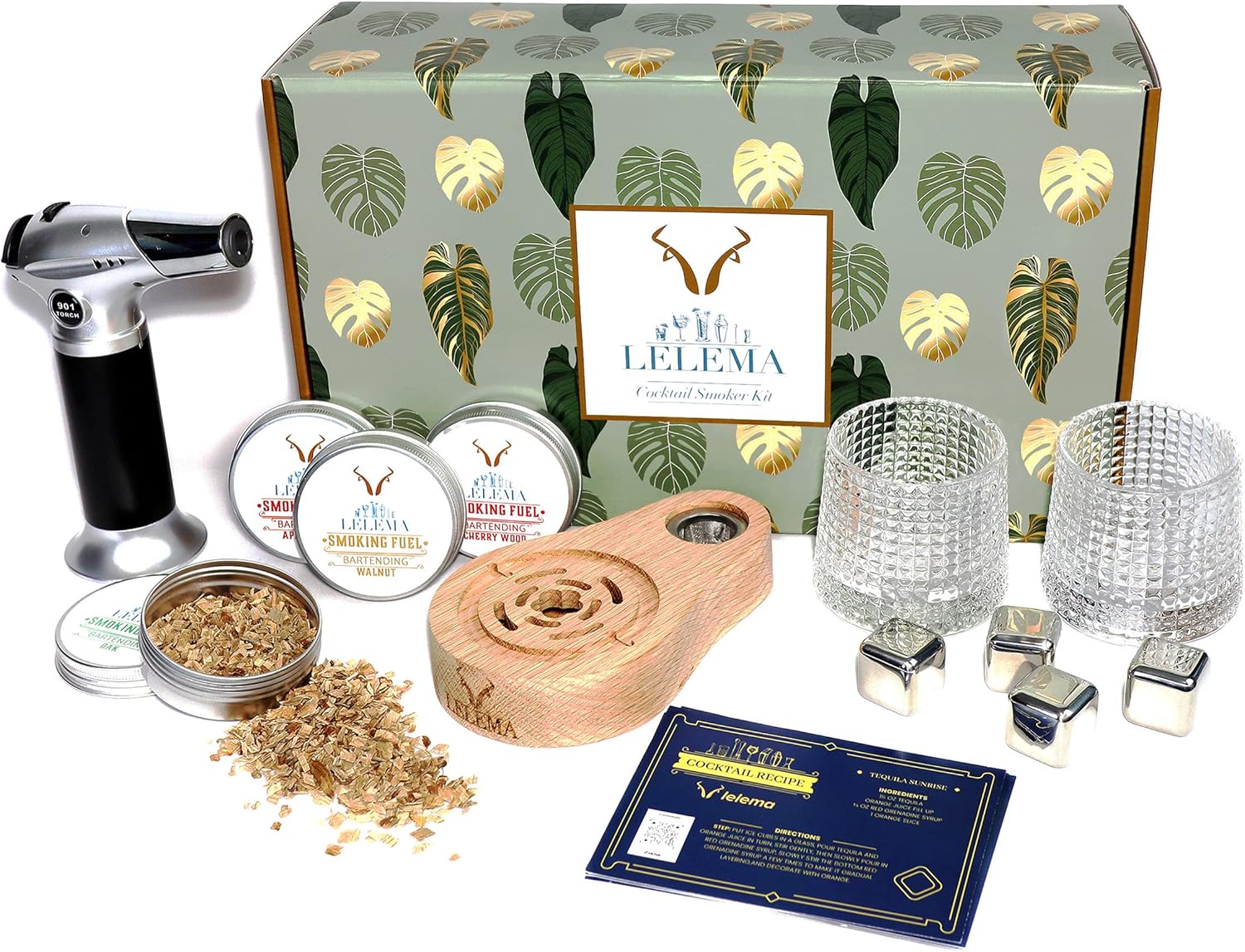 Amazon.com: LELEMA Old Fashioned Cocktail Smoker kit with Torch,Whiskey ...
