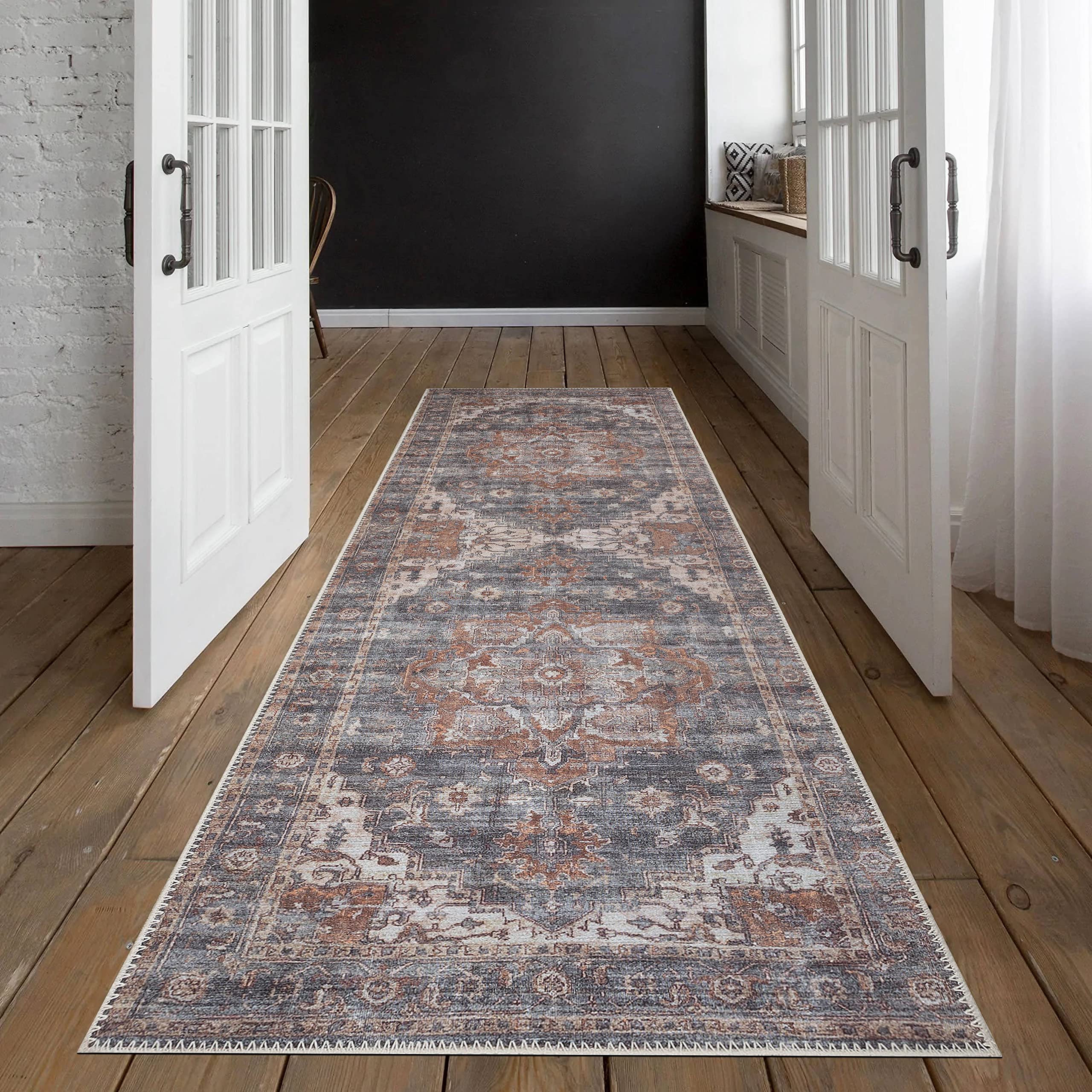 Adiva Rugs Machine Washable Area Rug with Non Slip Backing for Living ...