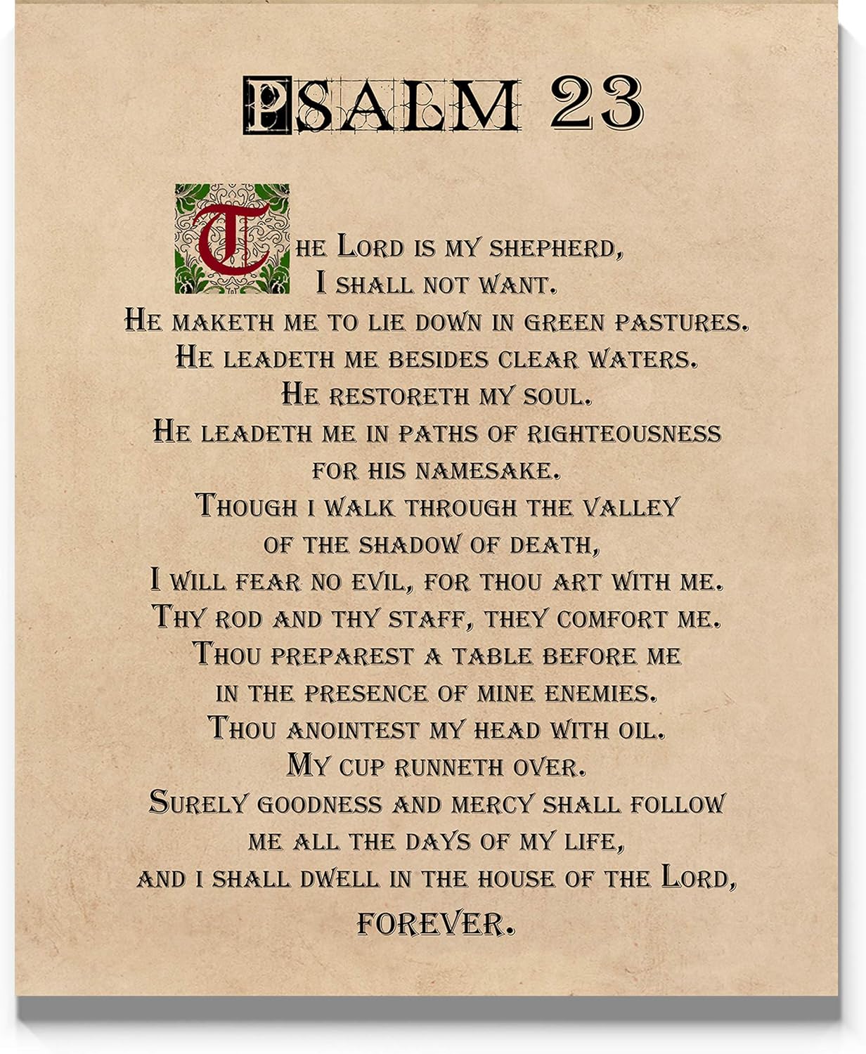 Amazon.com: Psalm 23 Wall Art, 11"x14" Ready to Frame Print – Parchment ...
