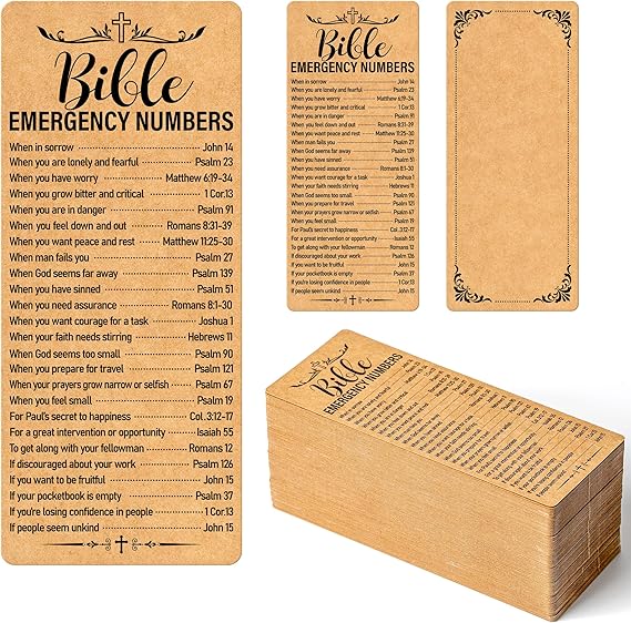 Amazon.com: VELATYVIO 120 Pcs Kraft Paper Bible Emergency Numbers ...