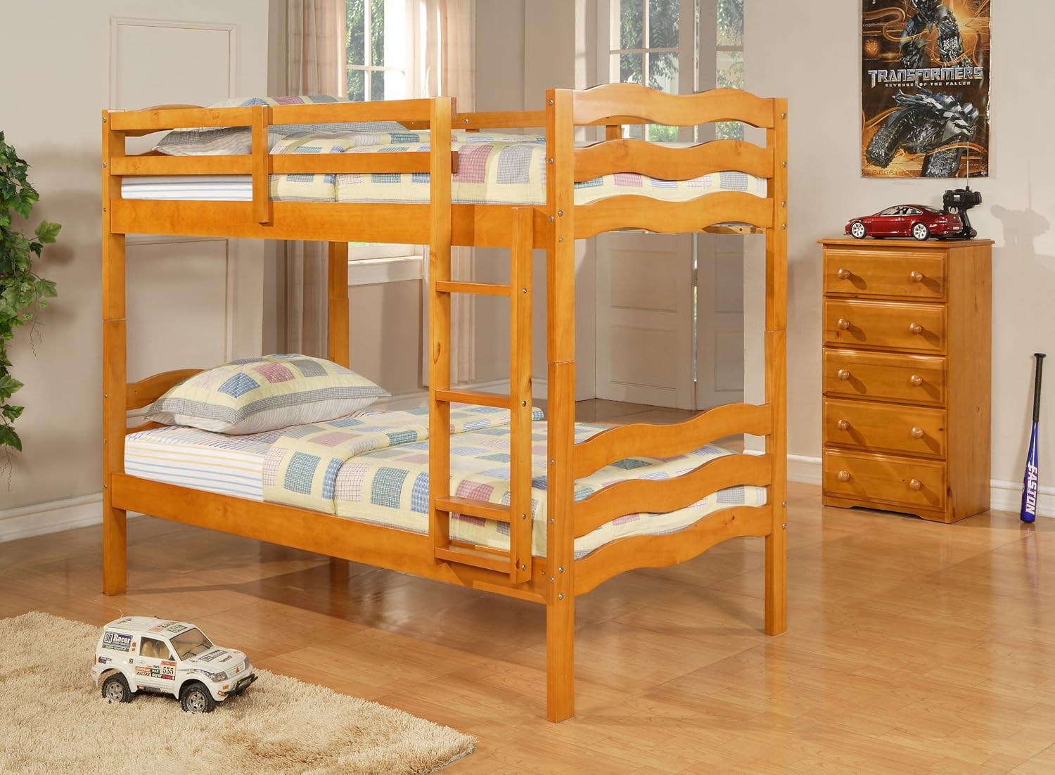 Amazon.com: DONCO KIDS Wave Twin over Twin Bunk Bed with Built-In ...