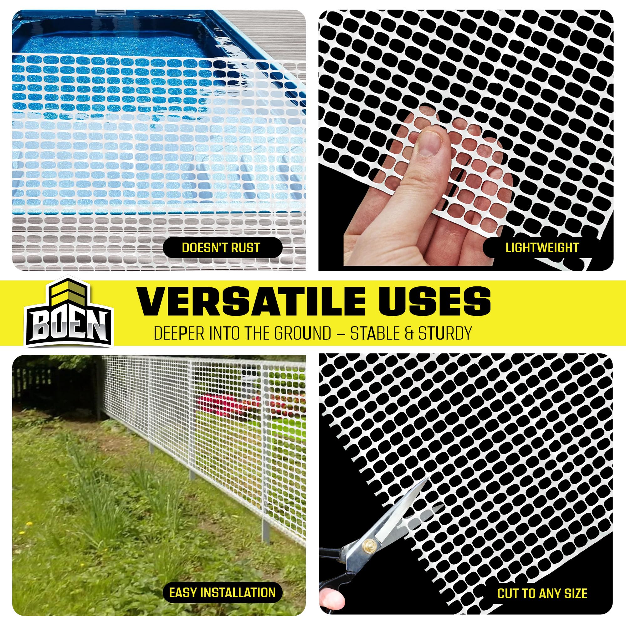Snapklik.com : BOEN 4 X 100 White Temporary Fencing, Mesh Snow Fence ...