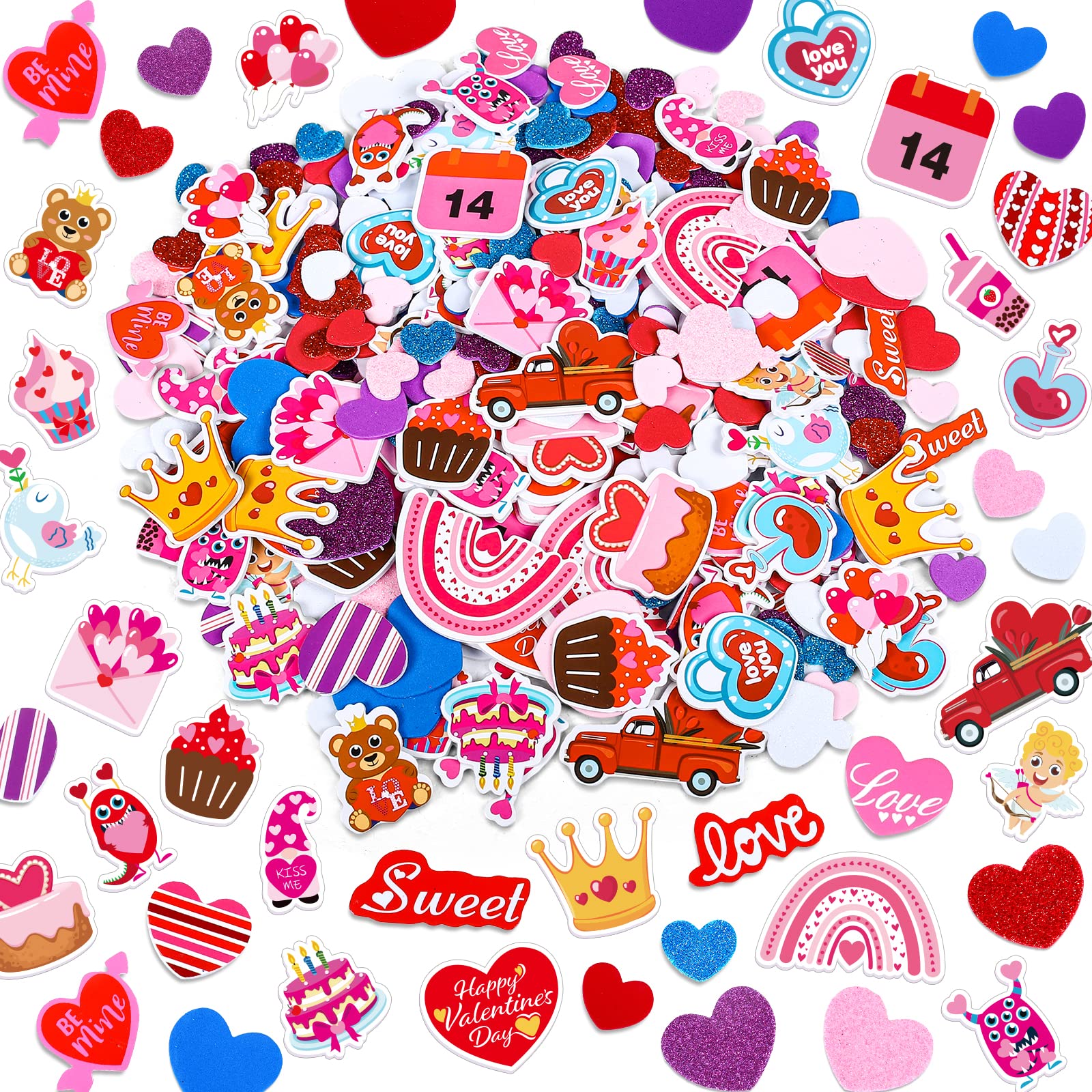 Amazon.com: Whaline Valentine's Day Foam Stickers 400Pcs Red Pink ...