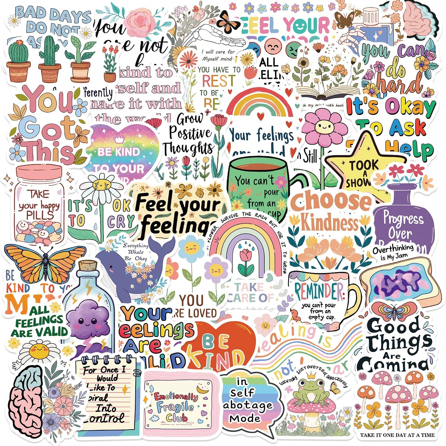 Amazon.com: Motipuns 300 Pcs Mental Health Stickers Reminder Decals ...