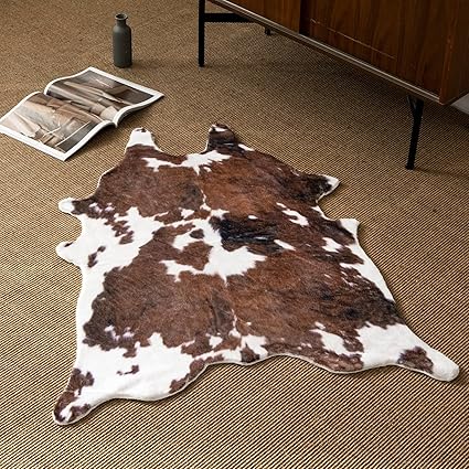 Amazon.com: Ashler Faux Cowhide Rug, Cow Print Area Rug, Light Brown ...