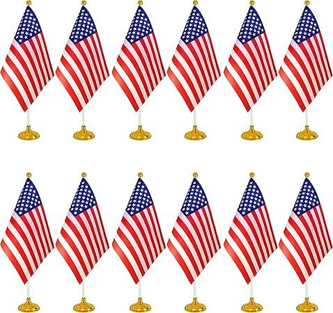 Amazon.com: WXTWK 12 Pack US American flag USA Desk Flag Small Mini ...