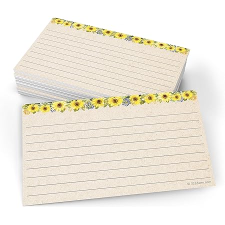 Amazon.com : 321Done Sunflower Index Cards - Made in USA - Small 3x5 ...