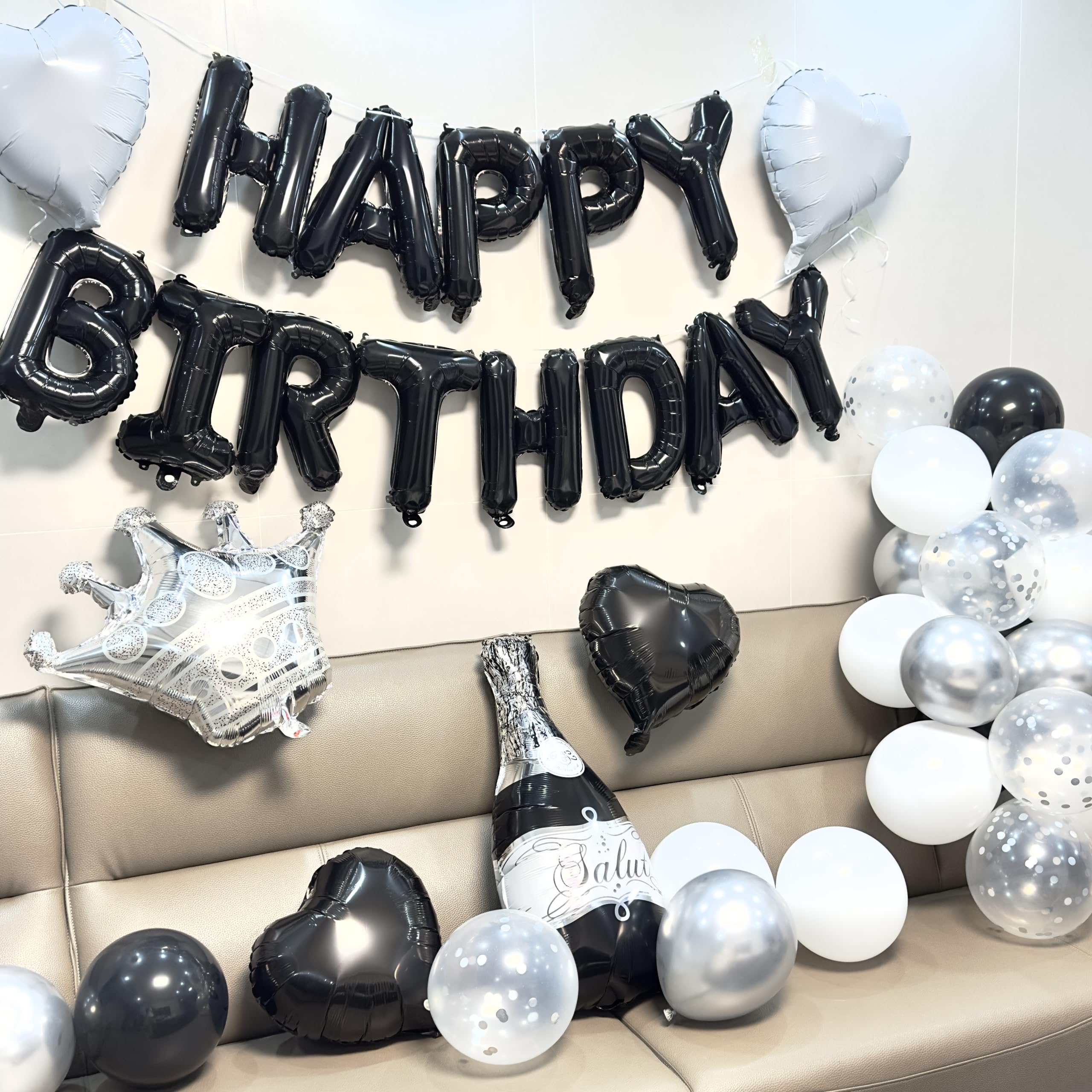 Amazon.com: Black Birthday Party Decorations Happy Birthday Balloons ...