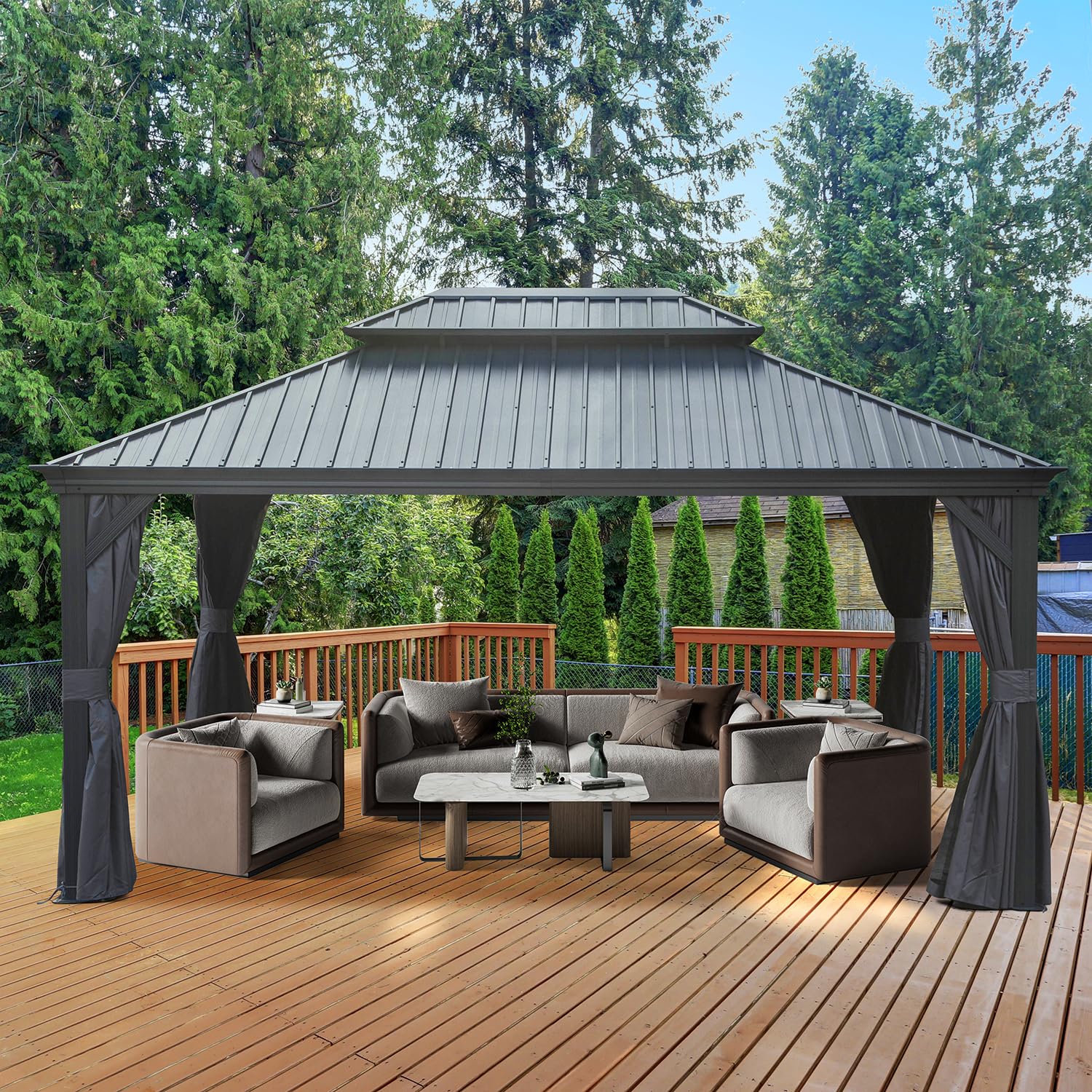 Amazon.com : Domi 12x16FT Hardtop Gazebo, Aluminum Outdoor Gazebo with ...