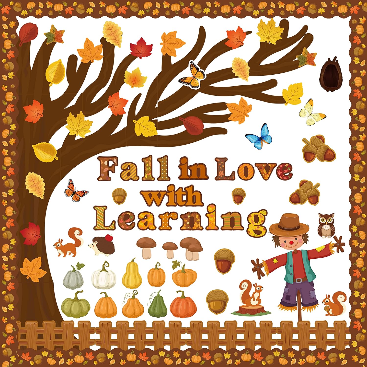 Amazon.com : WATINC 170Pcs Fall Tree Learning Bulletin Board Decoration ...