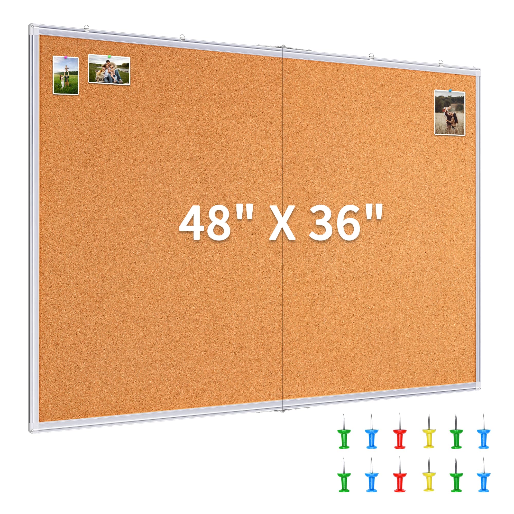 Amazon.com : Cork Bulletin Board 48 x 36 in, Maxtek 4'x3' Foldable Pin ...