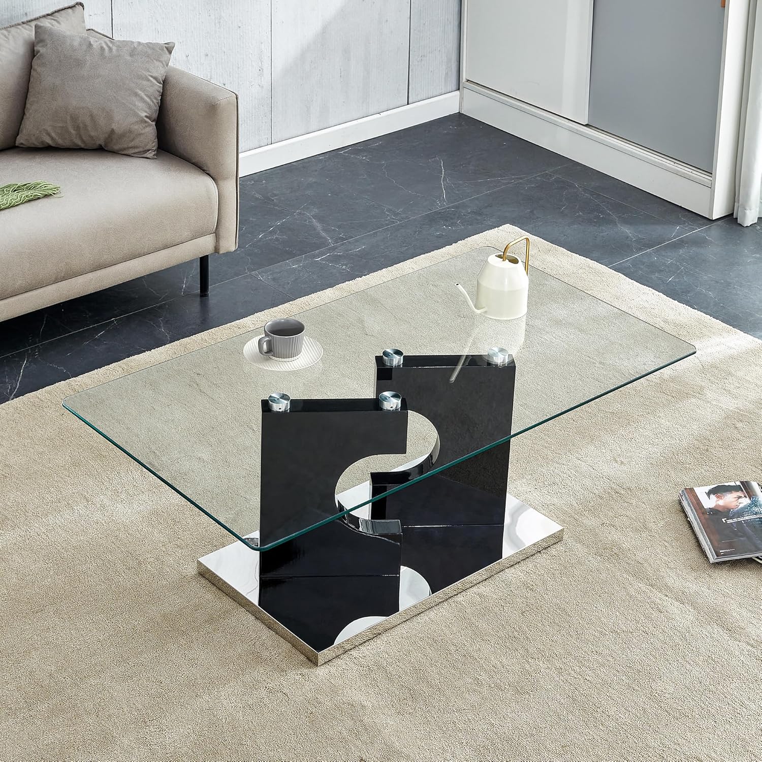 Amazon.com: Glass Coffee Tables for Living Room,Tea Table for Living ...