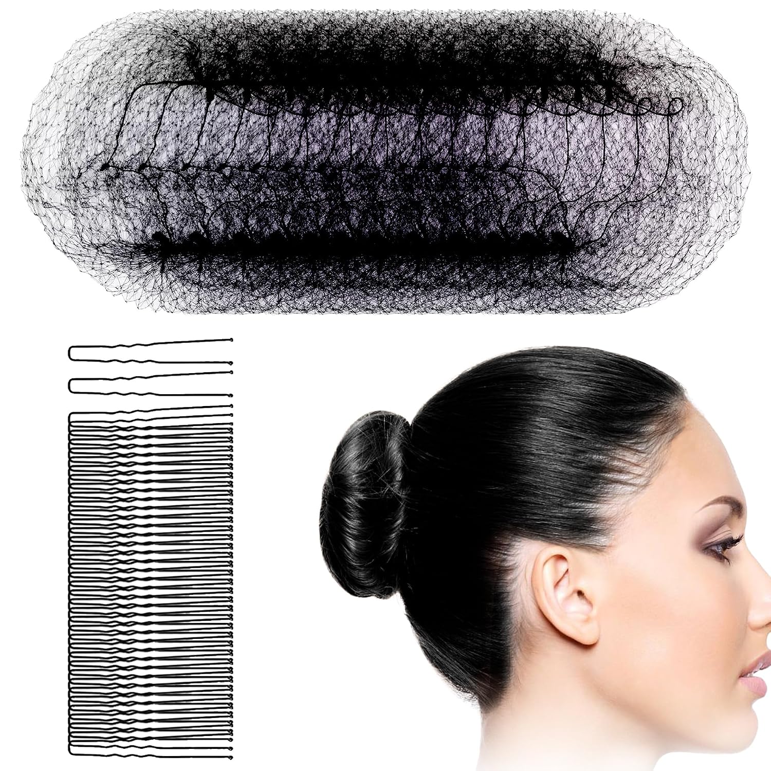 Restoo – Juego de 50 redes invisibles para el cabello y 50 horquillas ...
