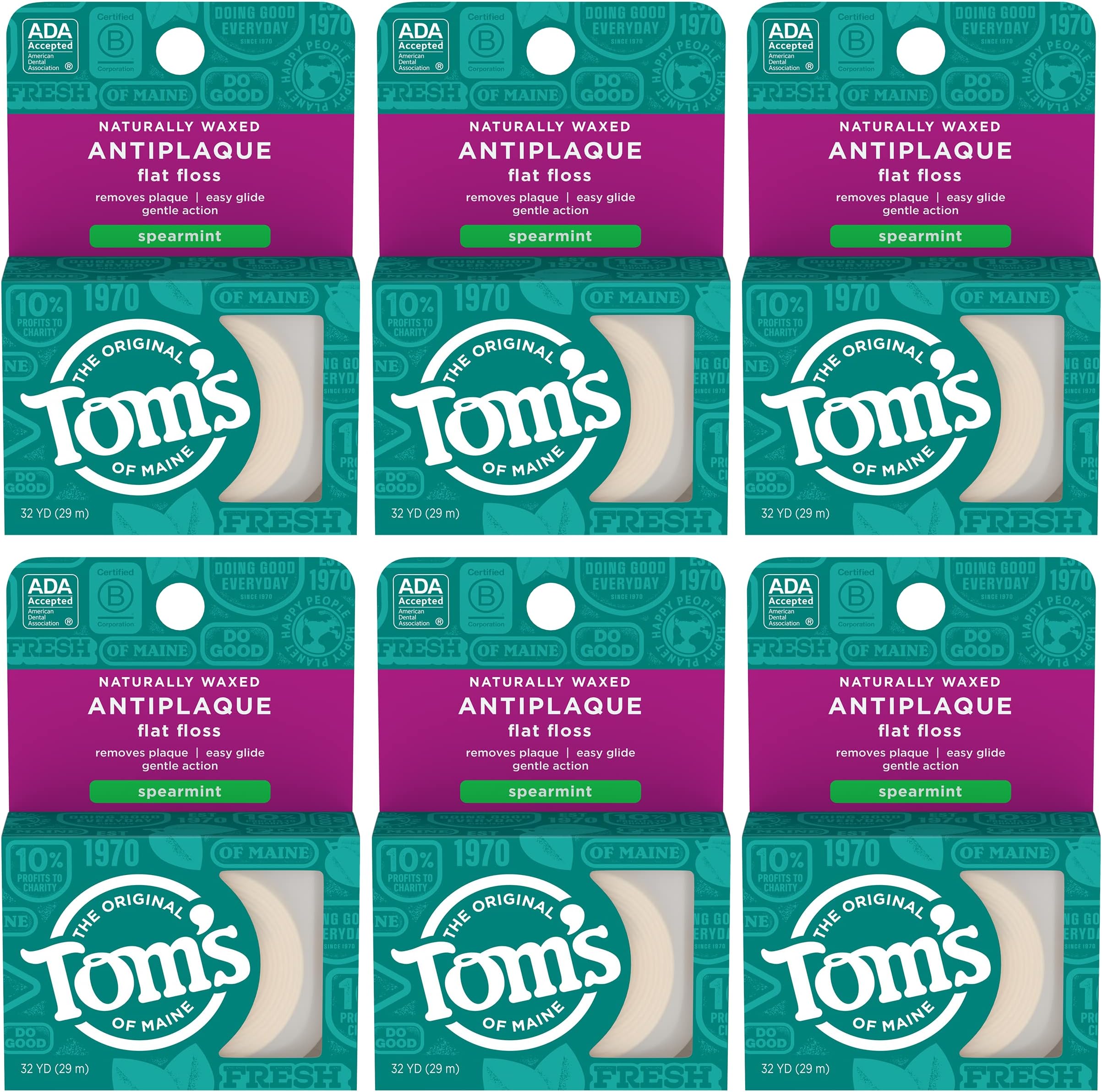 Amazon.com : Tom's of Maine Naturally Waxed Antiplaque Flat Dental ...