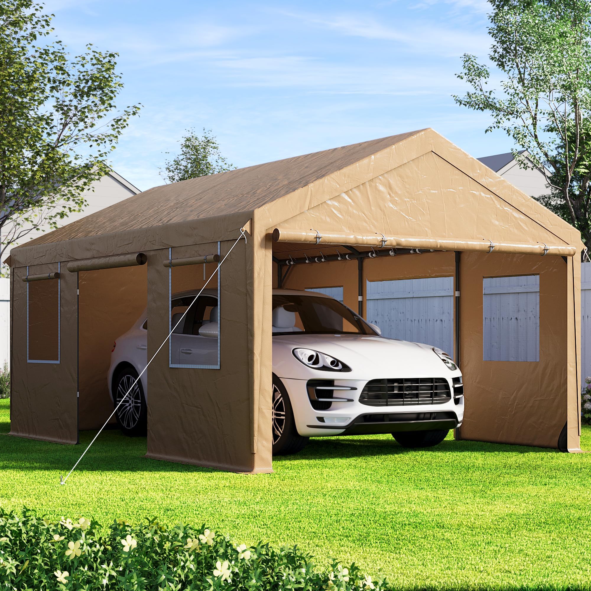Amazon.com: SANWAY 12'x20' Heavy Duty Carport with Removable Sidewalls ...