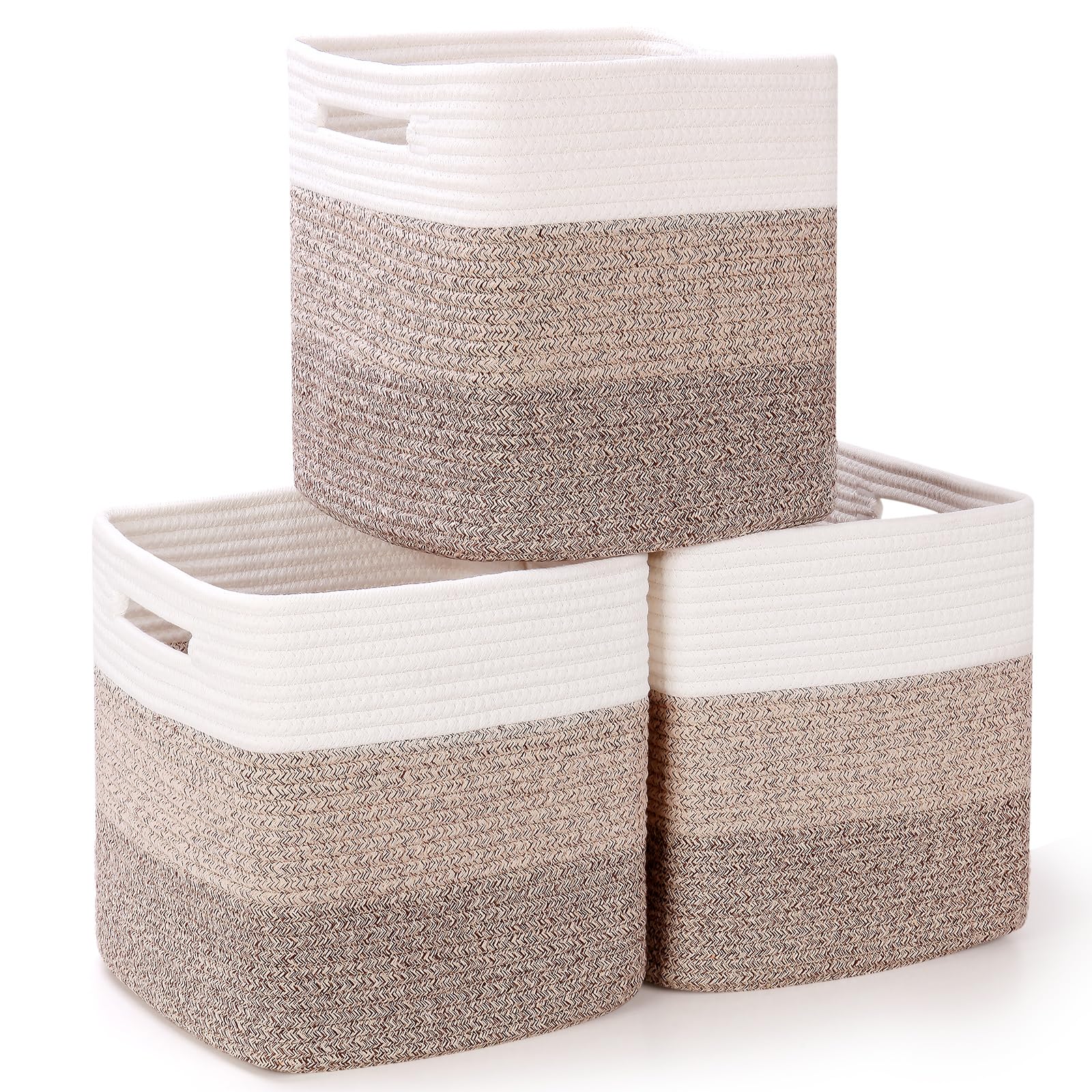 SweetMemo Rope Storage Cubes 11 Inch, Woven Organizing Baskets, Square ...