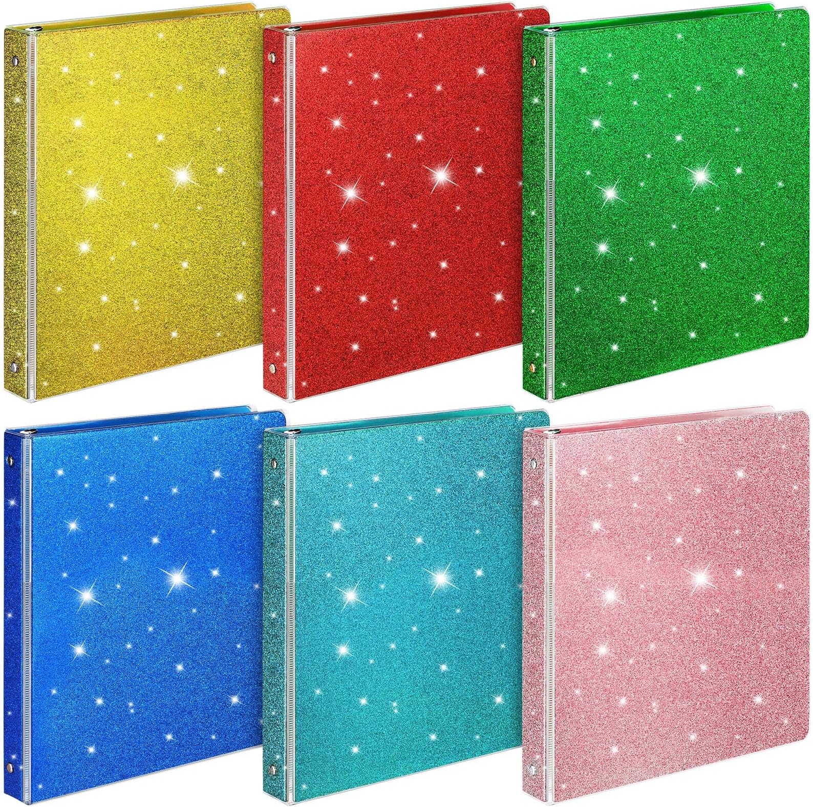 Amazon.com : Eersida 6 Pcs 3 Ring Binder Glitter 1 Inch Cute Binder ...