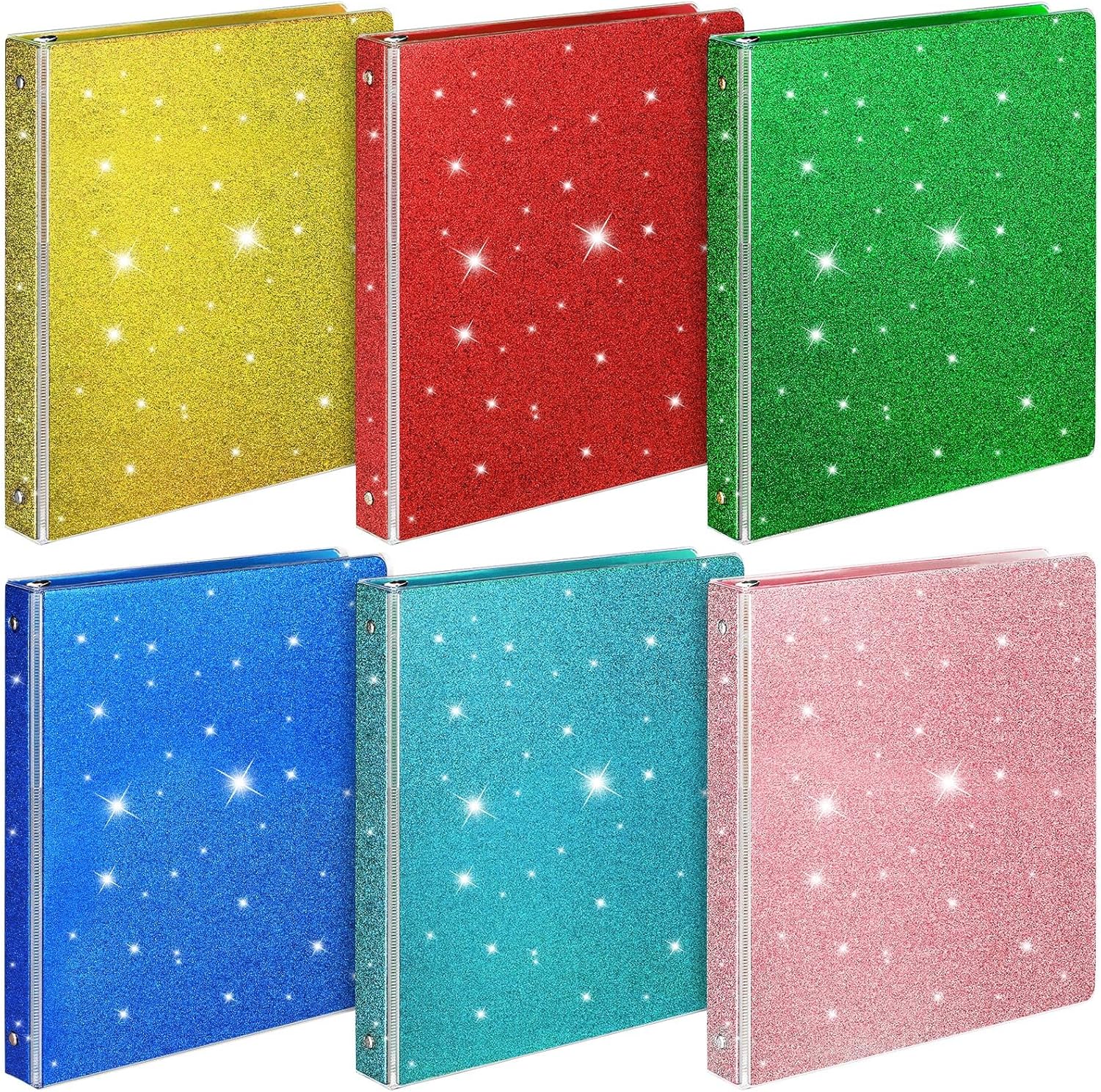 Amazon.com : Eersida 6 Pcs 3 Ring Binder Glitter 1 Inch Cute Binder ...