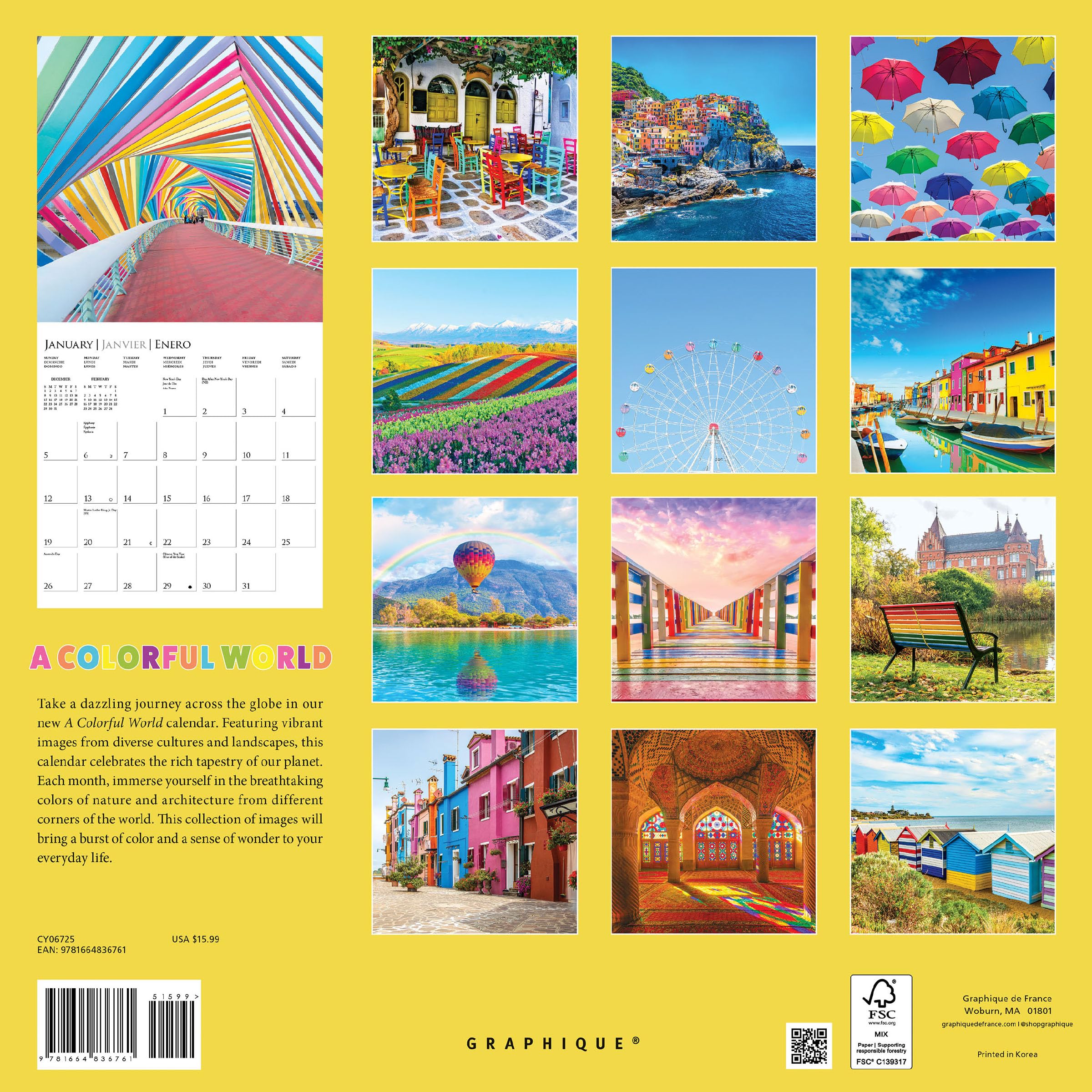 Snapklik.com : 2025 A Colorful World Wall Calendar 12” X 12” Thick ...
