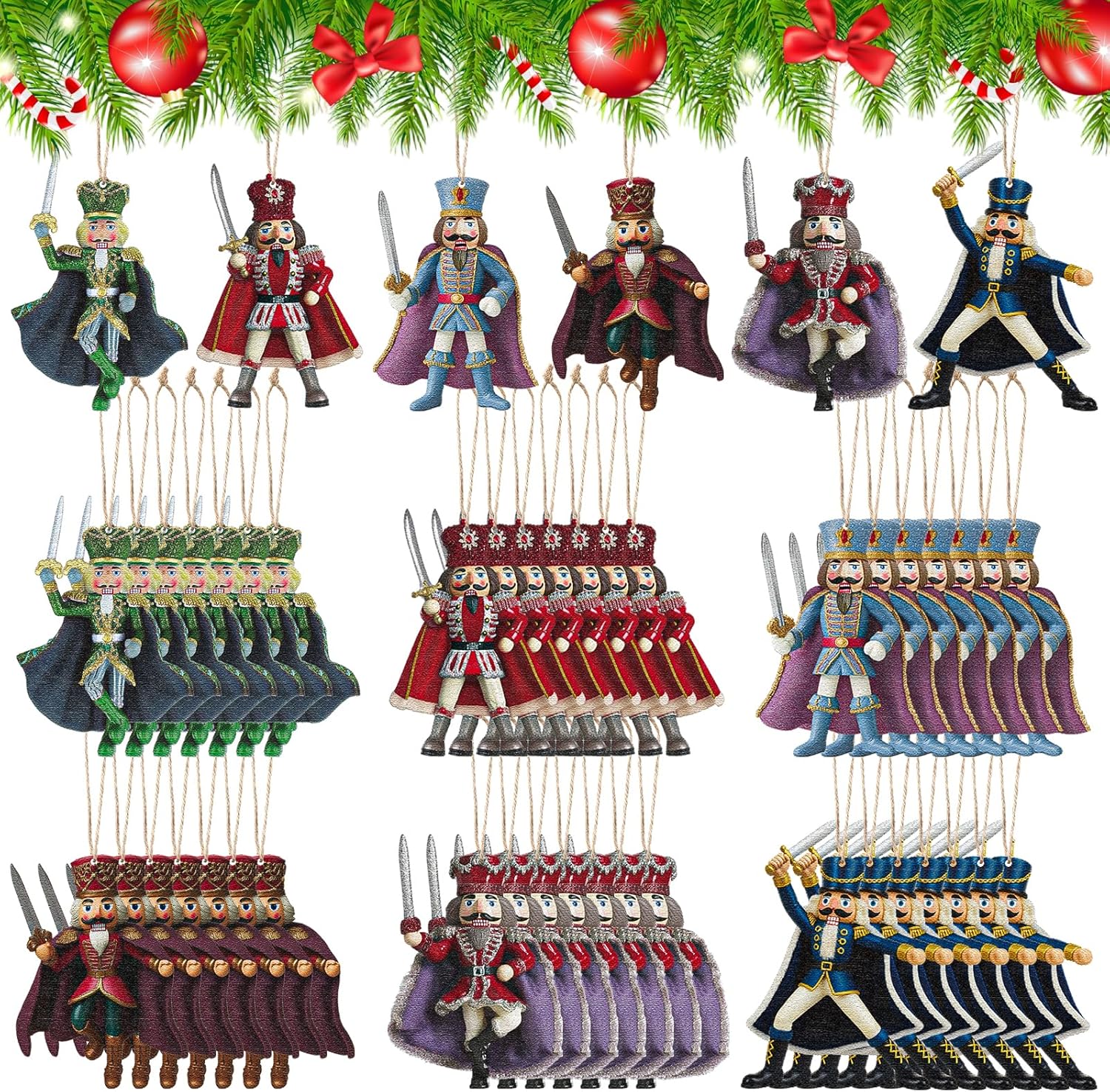 Amazon.com: Macarrie 48 Pcs Christmas Nutcracker Prince Ornaments ...