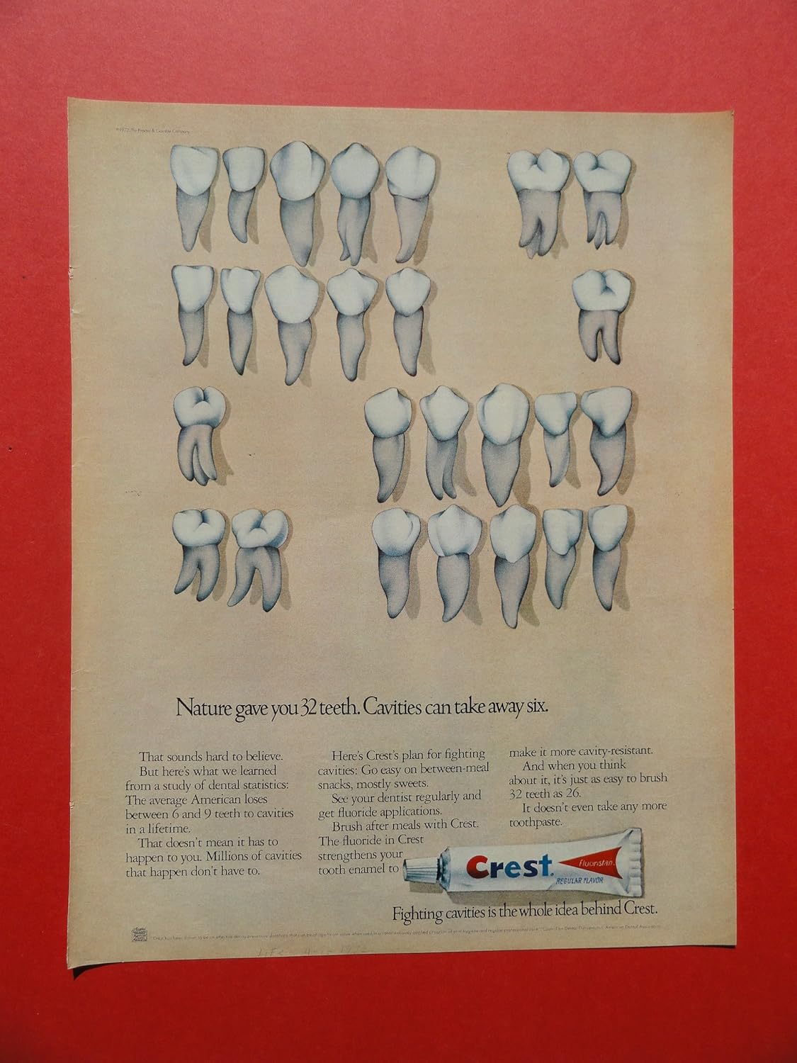 Amazon.com: Crest, 1972 print ad(32 teeth)original magazine Print Art ...