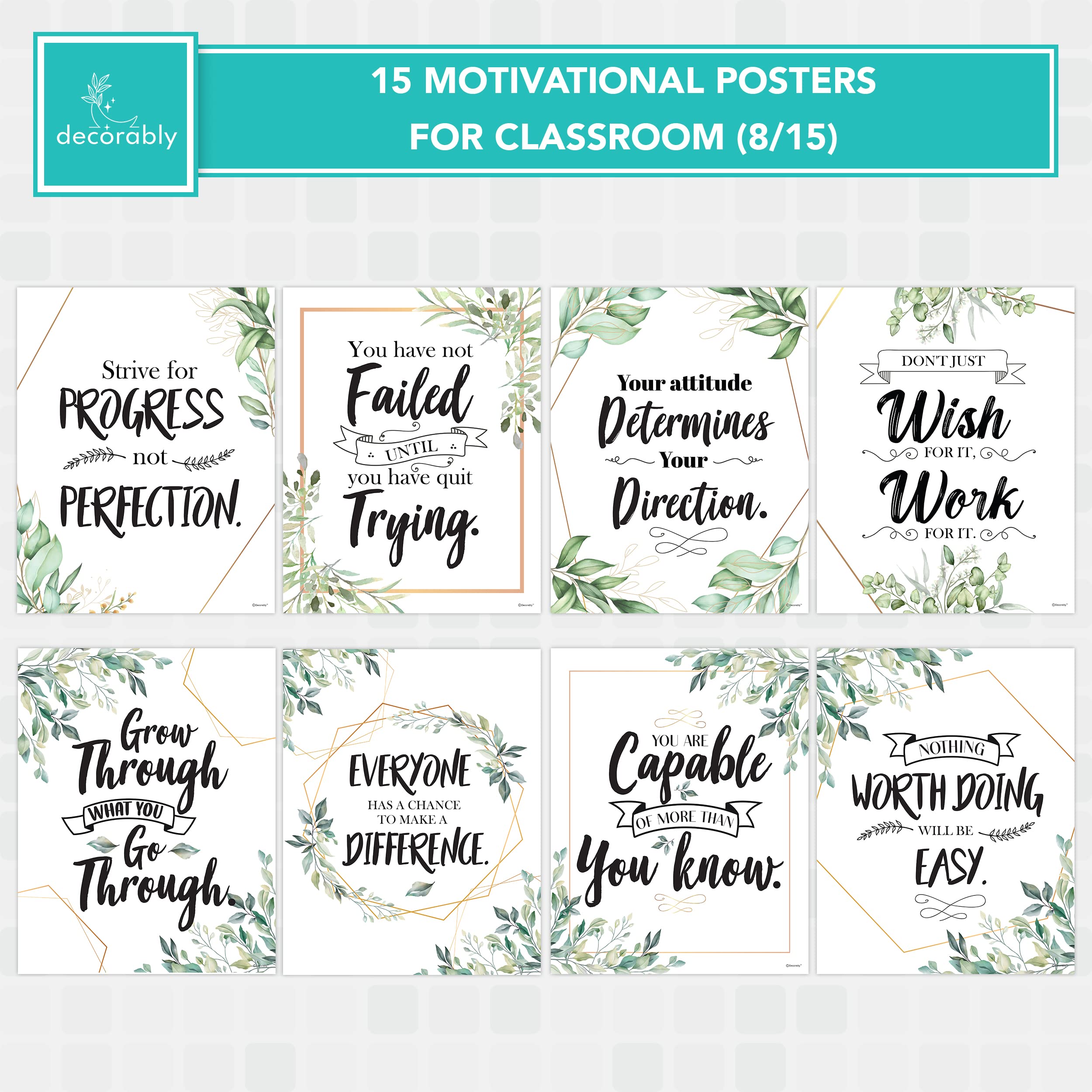 Snapklik.com : 15 Eucalyptus Classroom Decor, 11x14in Matte-Laminated ...