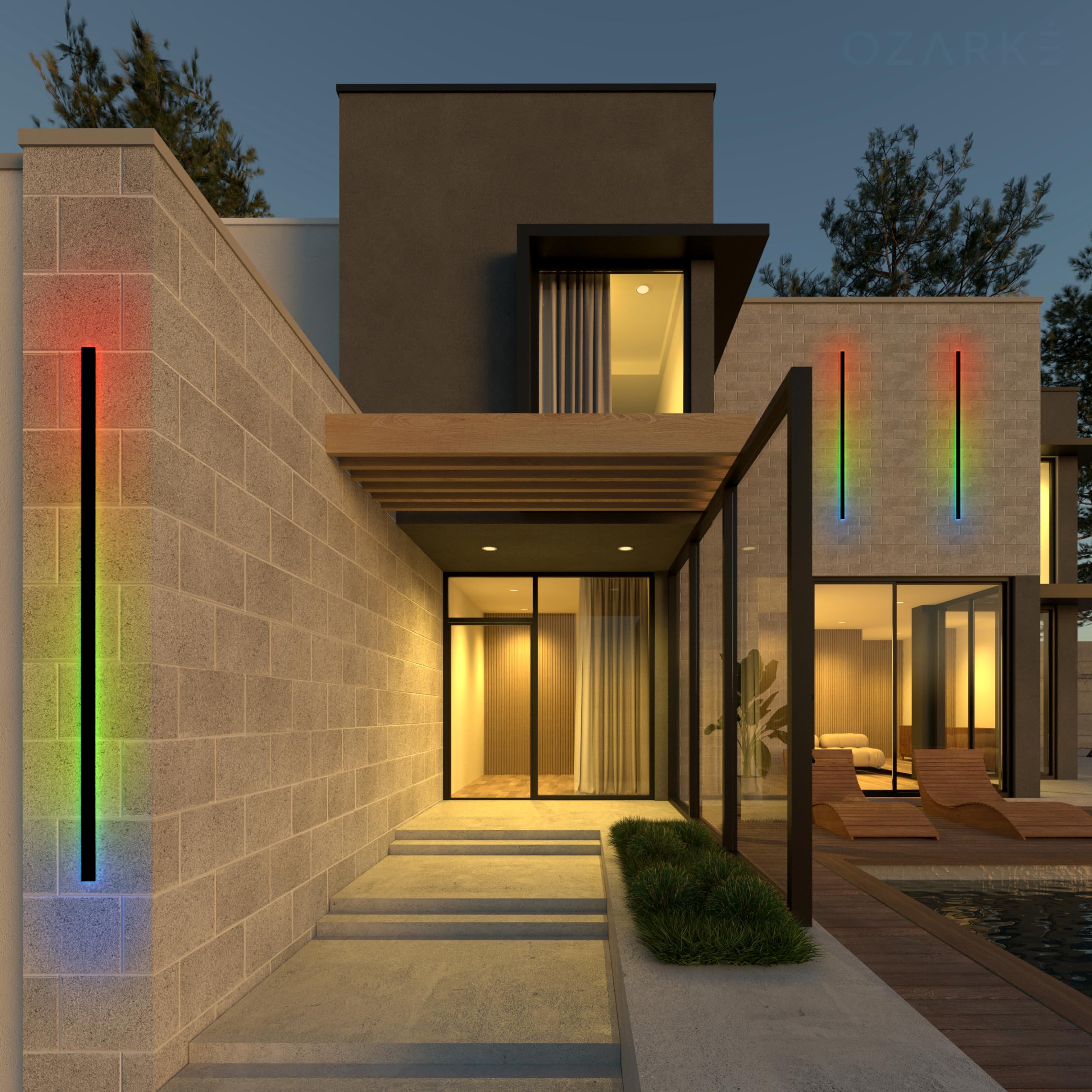 Ozarke Svelte Long Outdoor Modern LED Wall Light, Hard Wired Dimmable ...