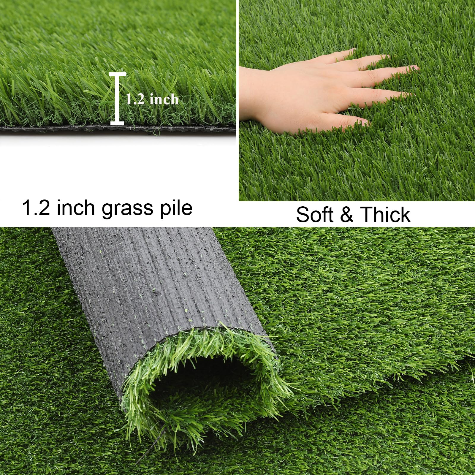 Snapklik.com : SHACOS Artificial Grass Squares Mat 6 Pcs 12"x12 ...