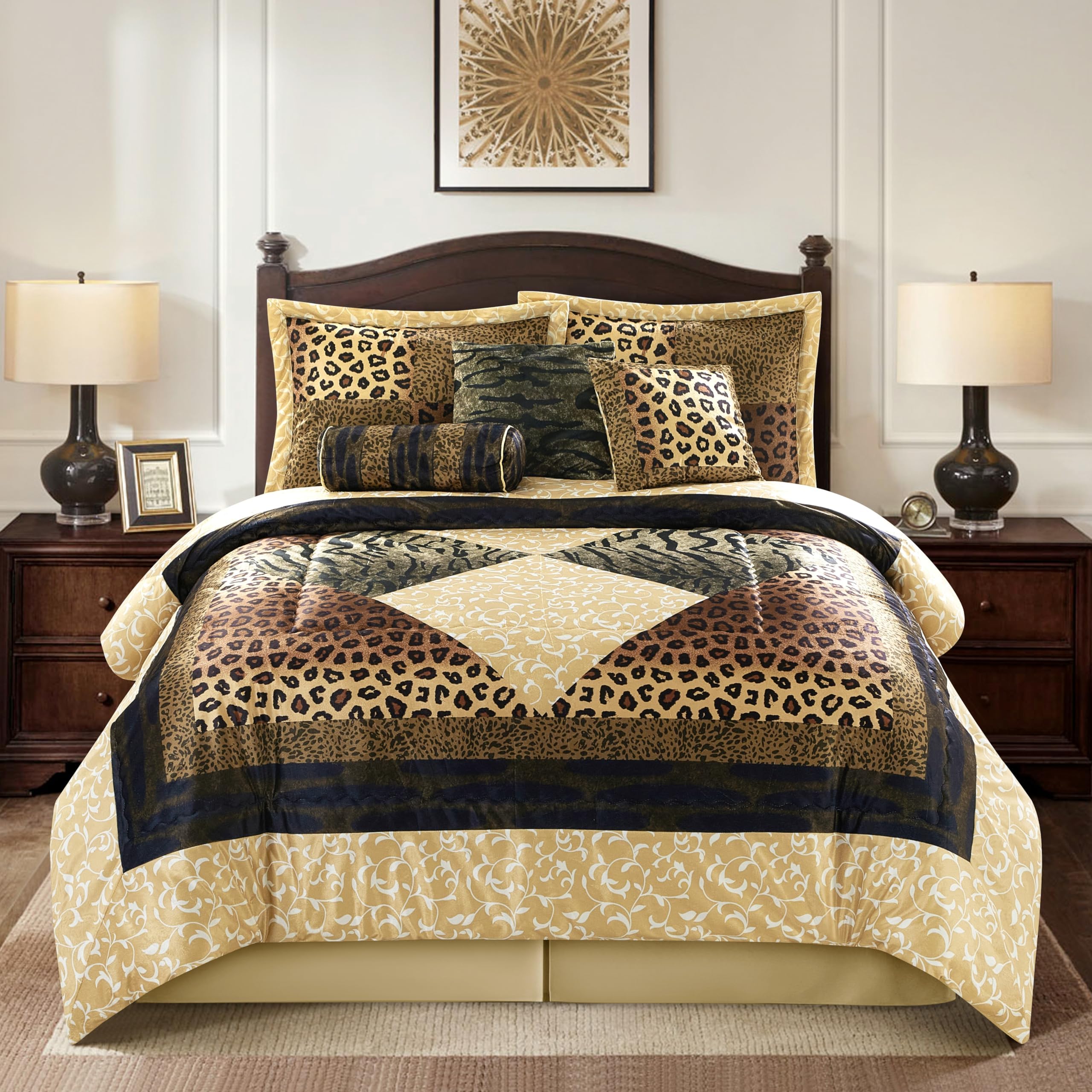 Amazon.com: Grand Linen - 7 Piee Full Size Safari Comforter Set ...