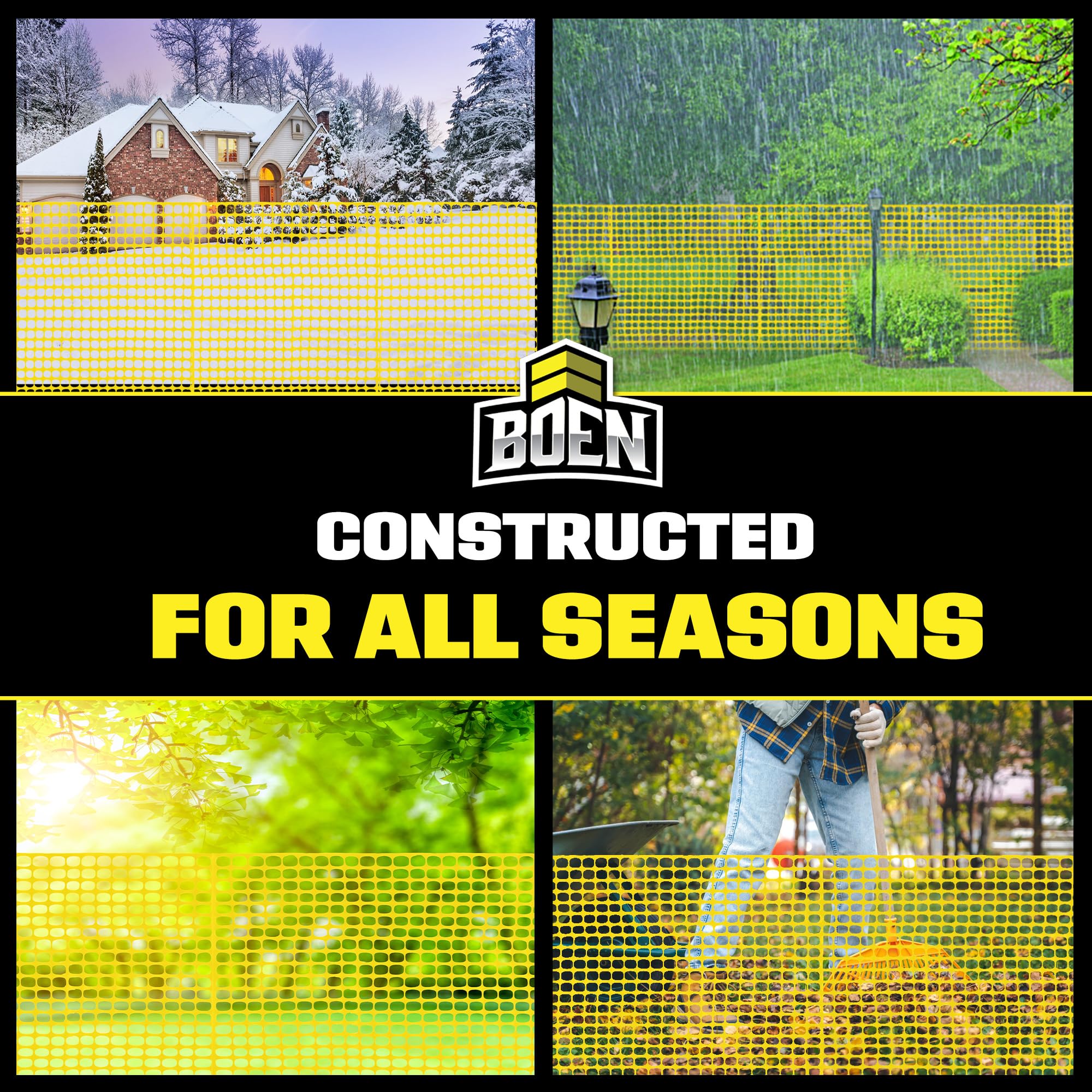 Snapklik.com : BOEN 4 X 50 Yellow Temporary Fencing, Mesh Snow Fence ...